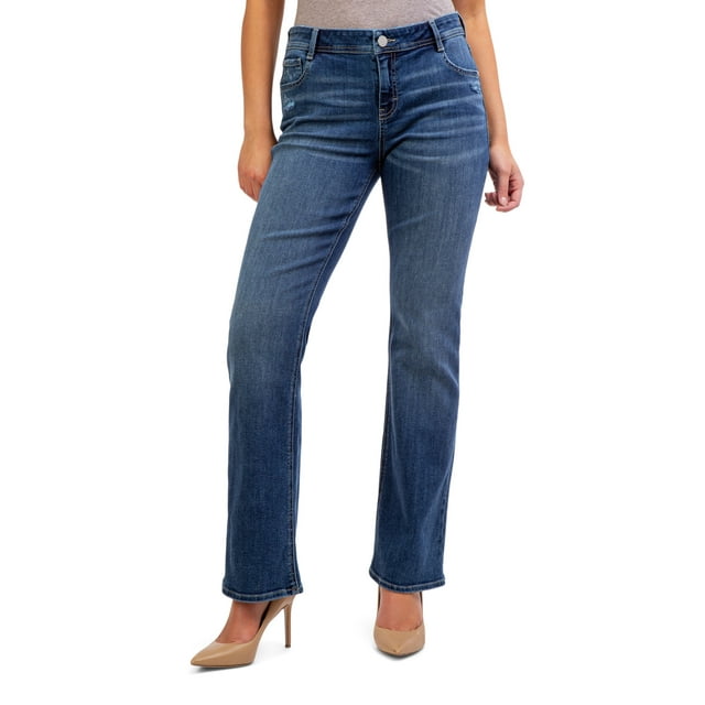 Jordache Women's Mid-Rise Bootcut Jeans, Stretch Denim, Regular & Short ...