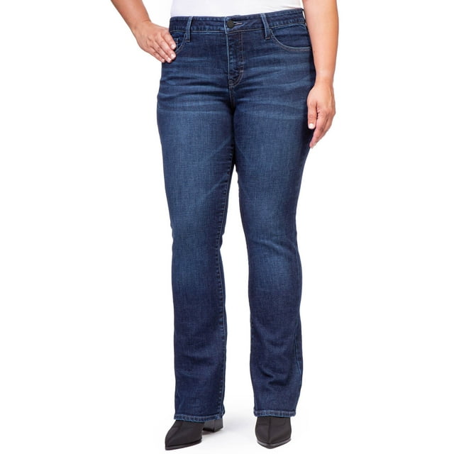 Jordache Women's Mid Rise Curvy Bootcut Jeans, Available in 30" and 32 ...