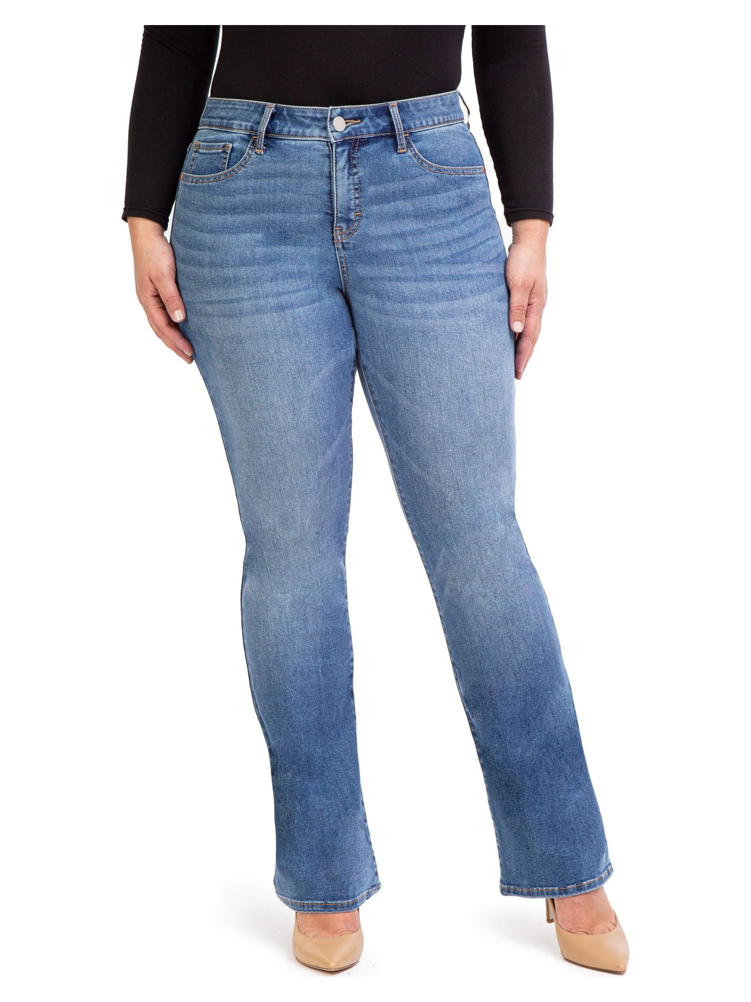 Jordache women's Mid Rise Curvy Bootcut Jeans - Walmart.com