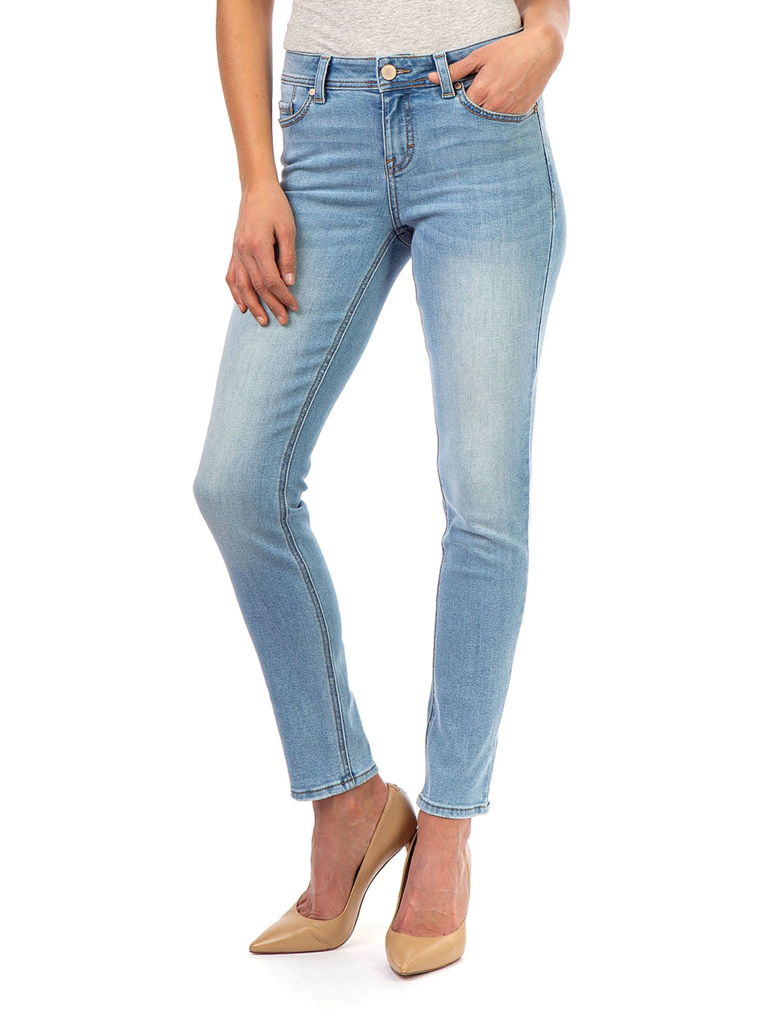 Jordache Women's Mid Rise Skinny Jeans, Available in 29" and 31 ...
