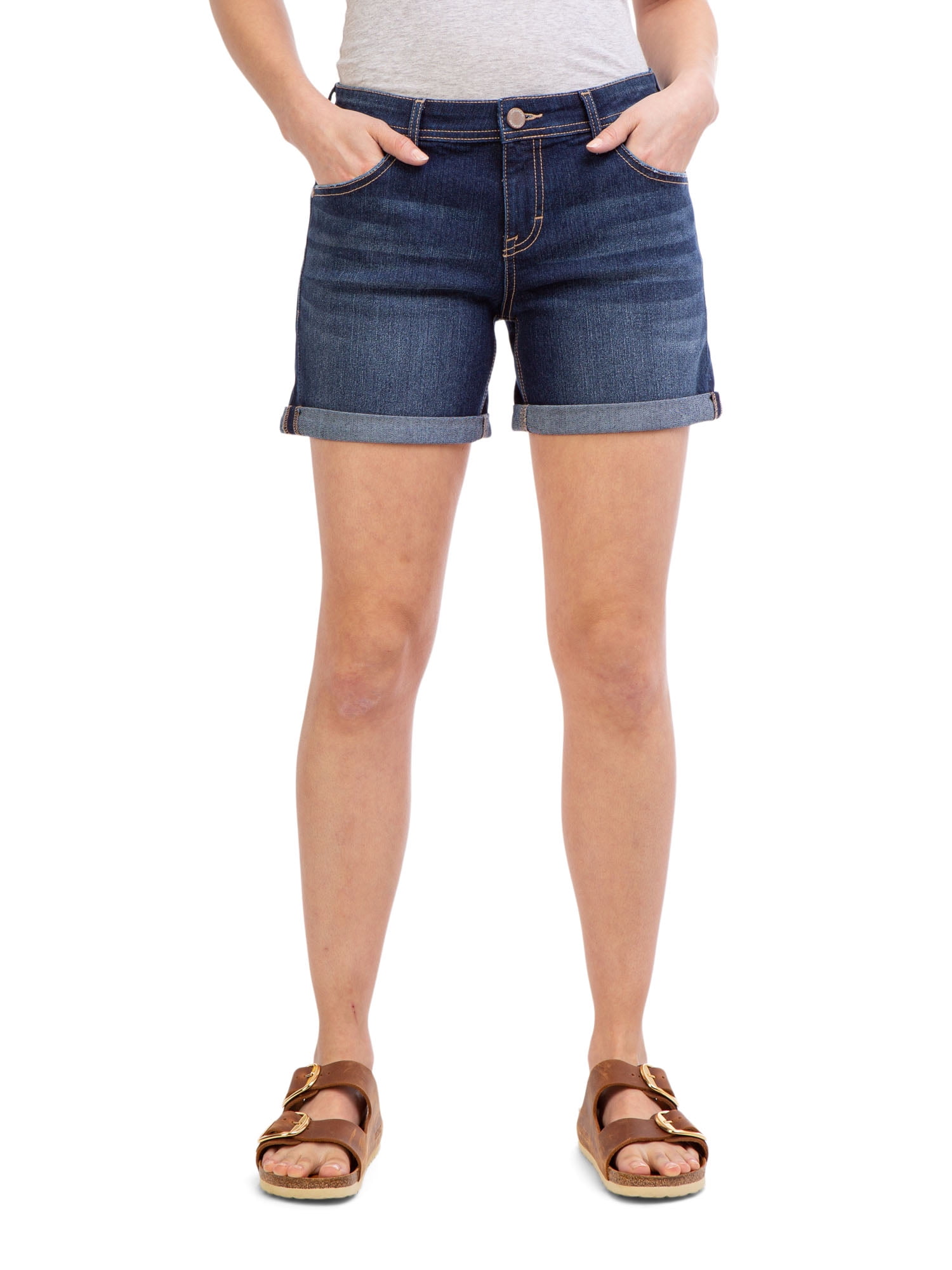 Jordache Women's Boyfriend Cuff Shorts Stretchy Denim Flirty ...