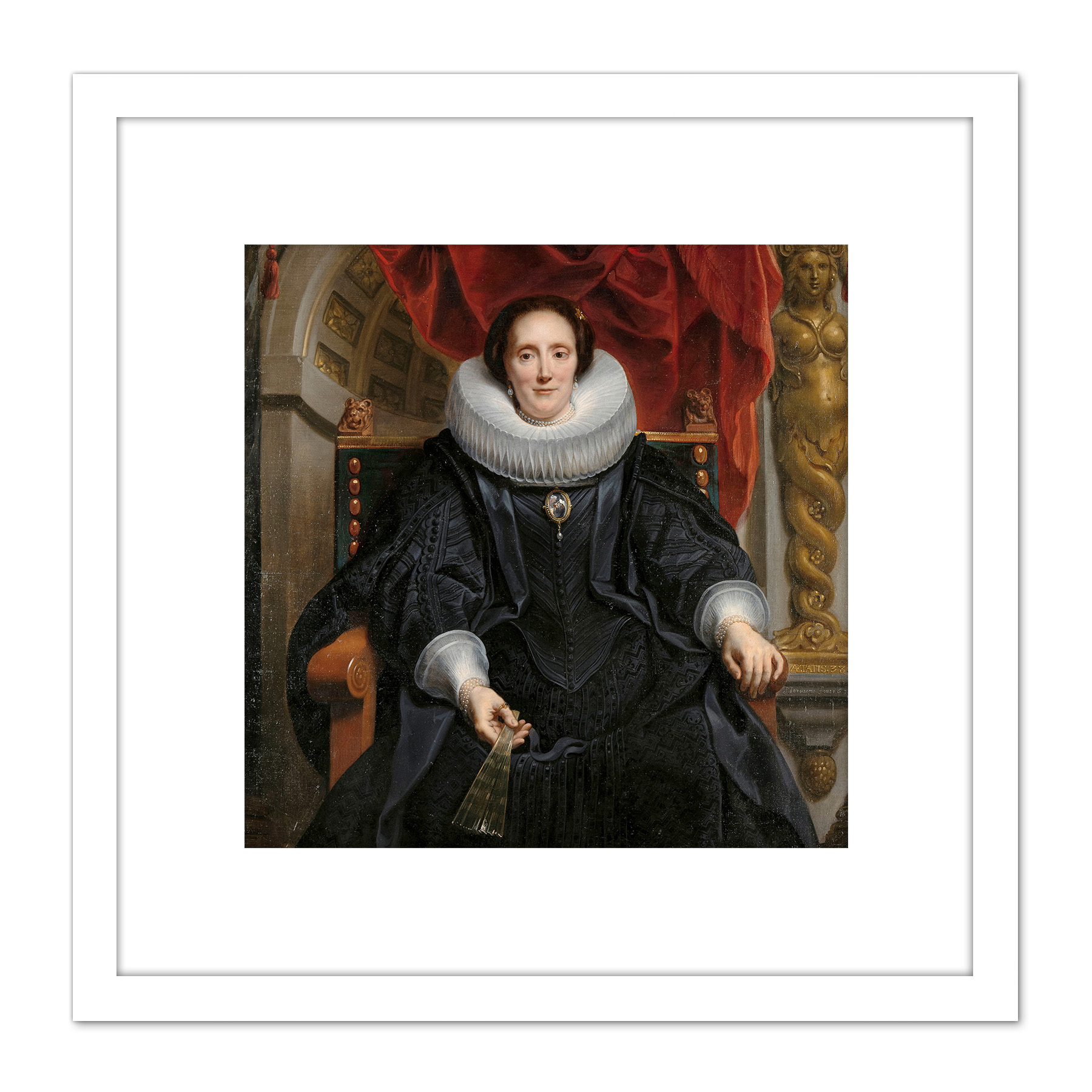 Jordaens Portrait Le Witer's Wife Catherine 8X8 Inch Square Wooden ...