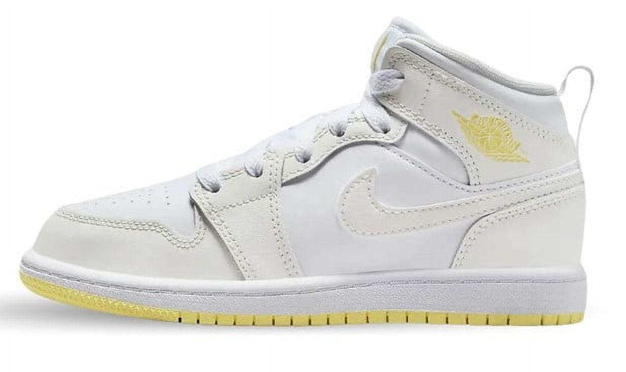 Jordan 1 Mid Little Kids' Shoes Color: White/Black/Green Glow Size: 11C ...