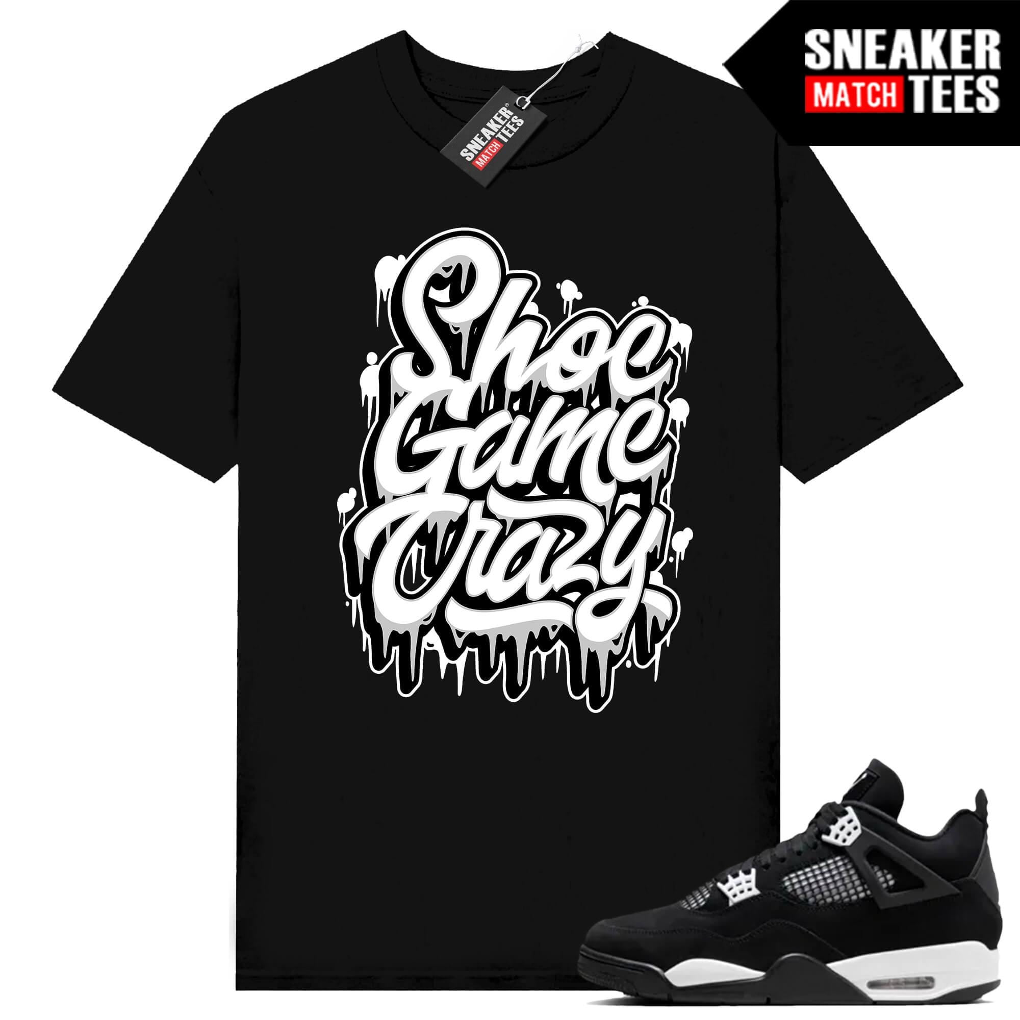 Jordan 4 White Thunder retro to match Sneaker Match Tees Black - Shoe Game Crazy - Walmart.com