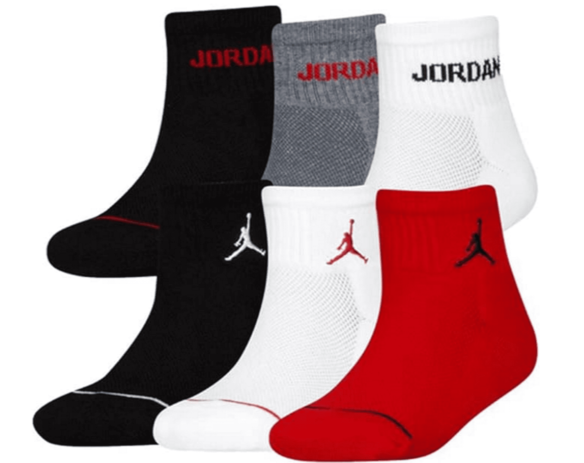 Jordan Boys 6-Pk. Ankle Cushioned Socks, Gym Red/Black Shoe Size 10C-3Y ...