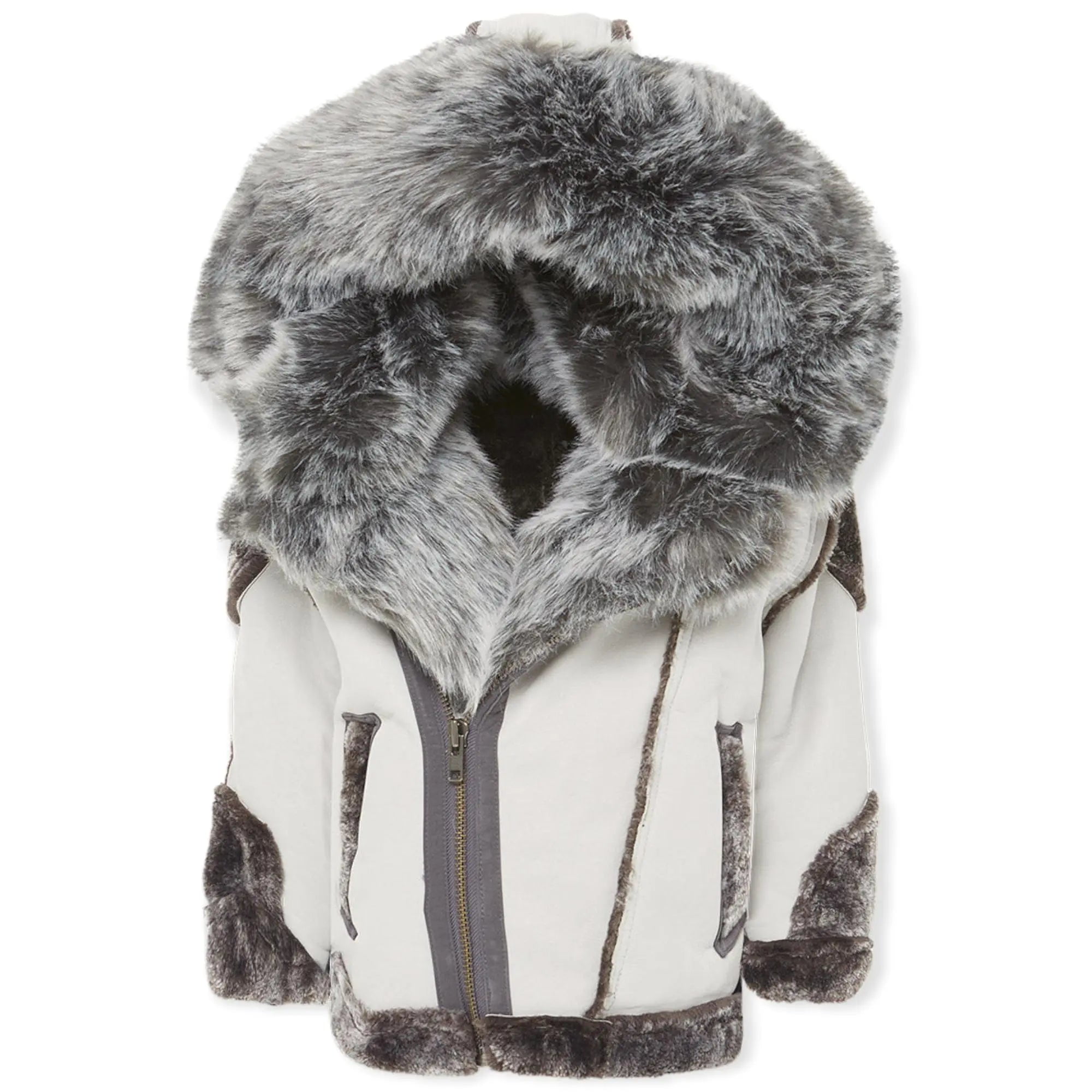 Jordan Craig Kids EL Jefe Shearling Moto Jacket (Light Grey) - Walmart.com