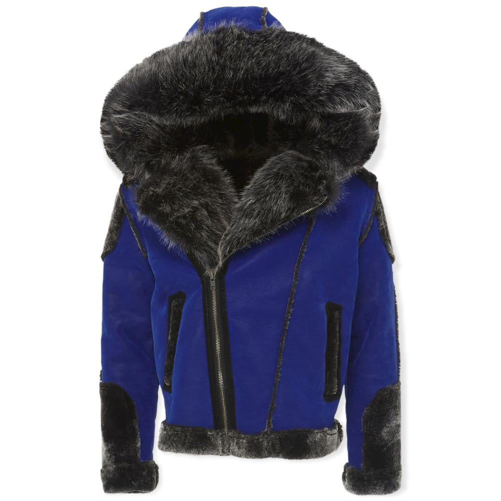 Jordan Craig Men EL Jefe Shearling Moto Jacket (Racer Blue) - Walmart.com