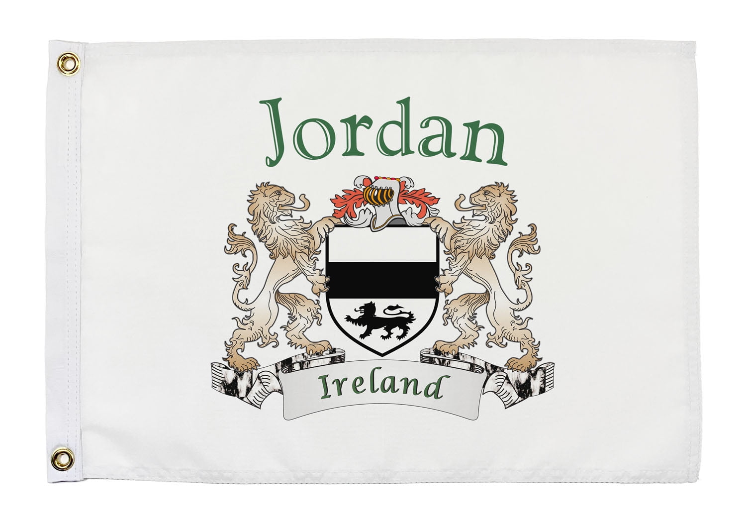Jordan Irish Coat of Arms Small White Flag - 16"x10.5" inches - Walmart.com