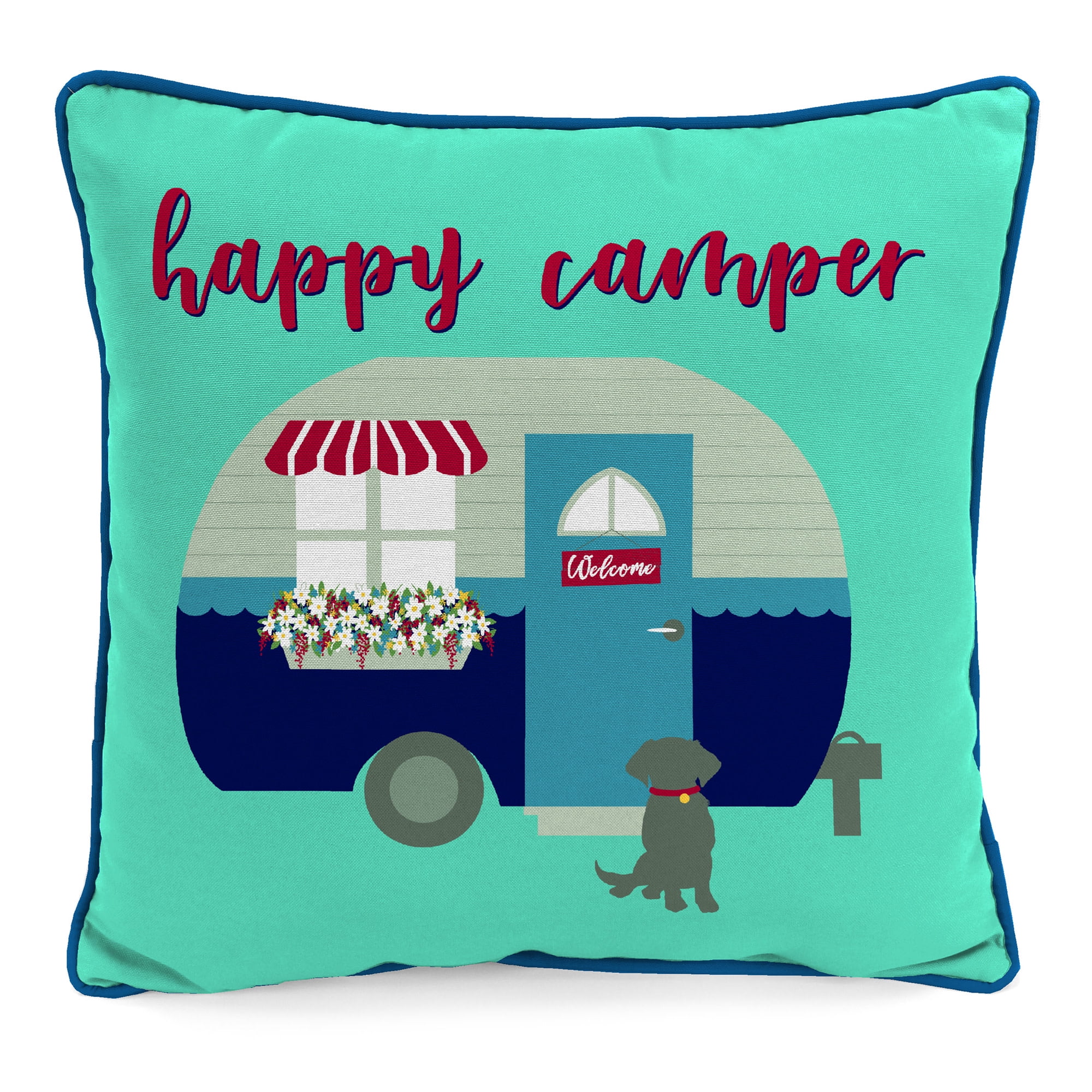 Jordan Manufacturing 16" x 16" Happy Camper Teal Novelty Square Outdoor ...