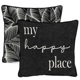 Jordan Manufacturing 16" x 16" My Happy Place Black Novelty and Leaves ...