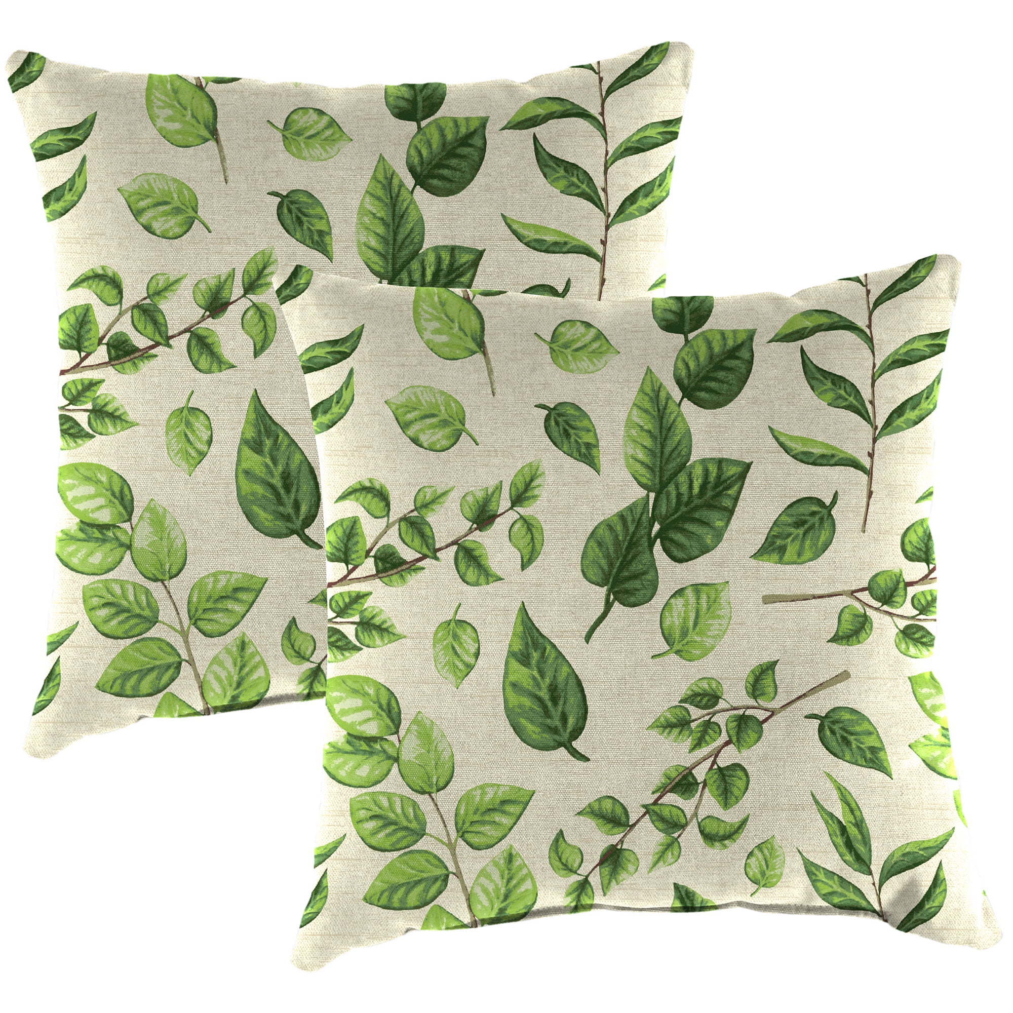 Jordan Manufacturing 16" x 16" Natik Aloe Green Leaves Square Outdoor Throw Pillow (2 Pack ...
