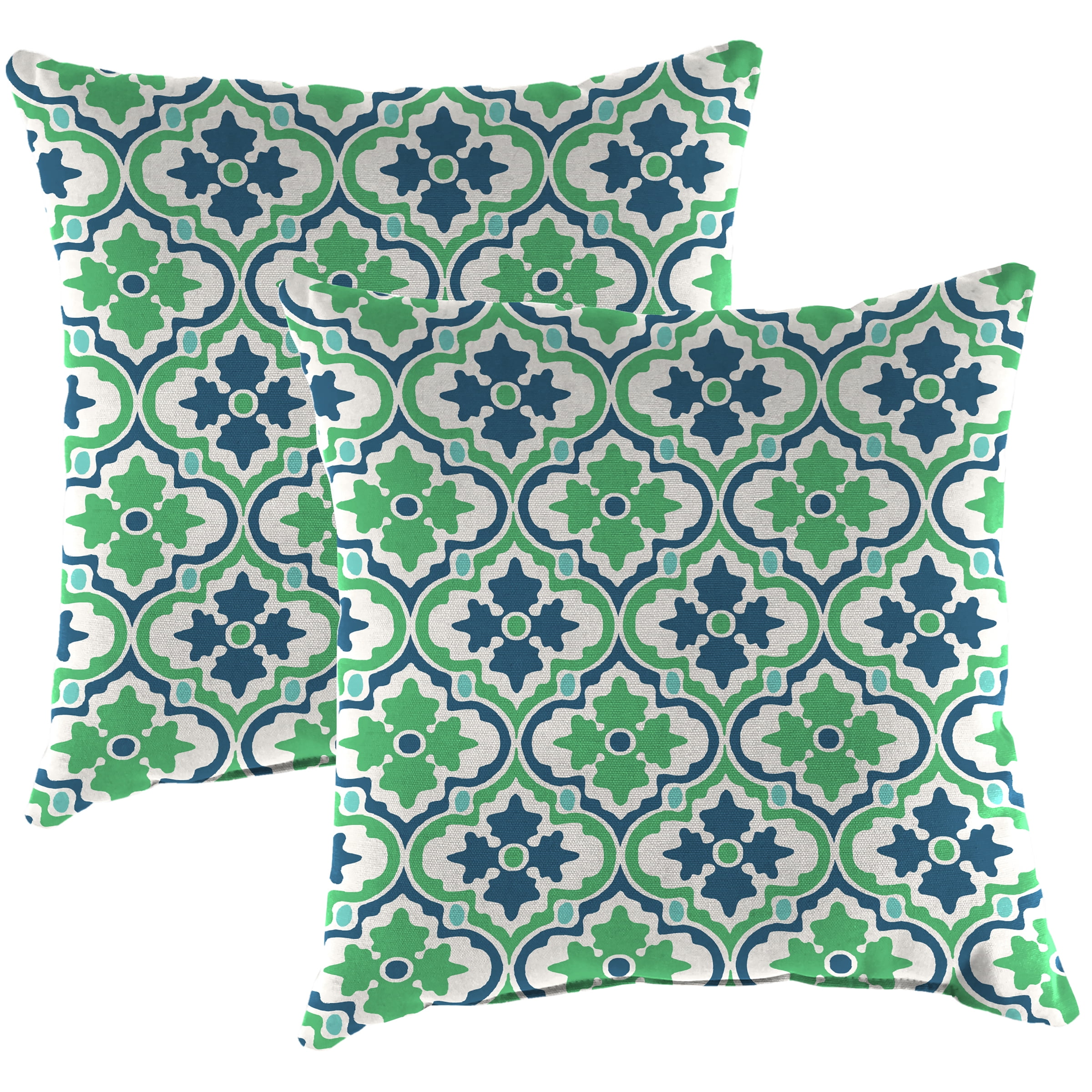 Jordan Manufacturing 16" x 16" Vesey Sea Mist Blue and Green Quatrefoil ...