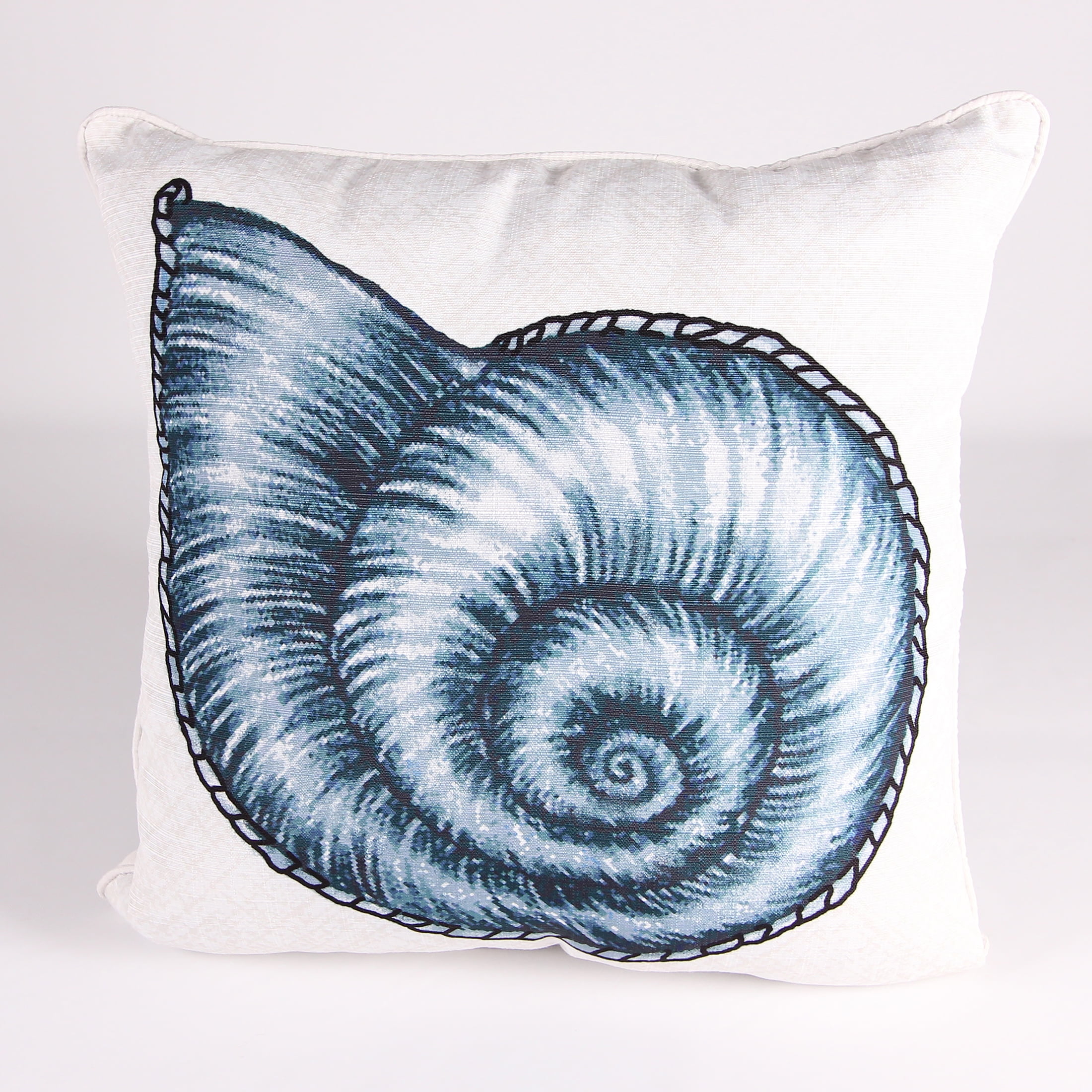 Jordan Manufacturing 18" x 18" Navy and Cream Nautilus Shell Nautical ...