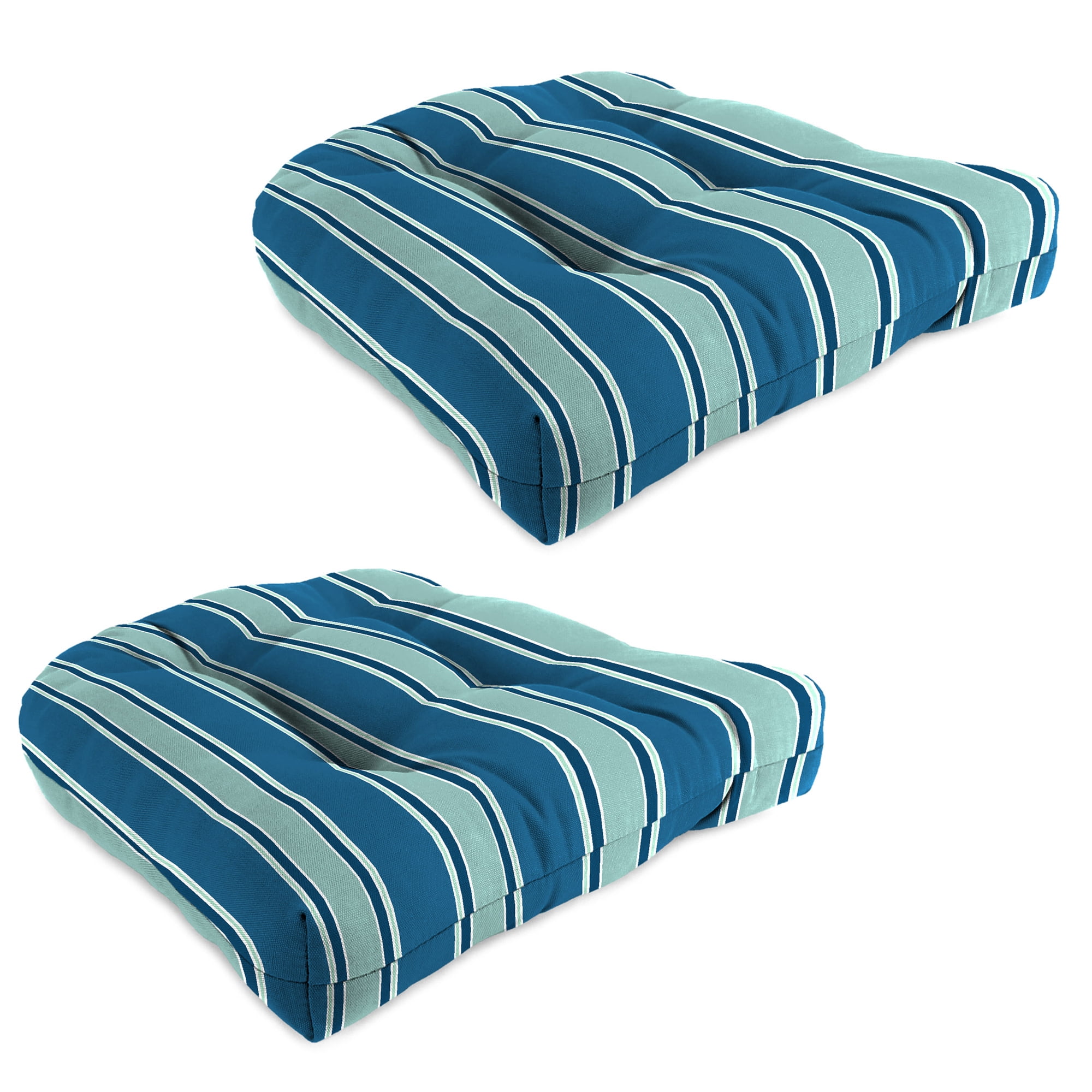 Jordan Manufacturing 18" x 18" Sanders Puff Blue and Gray Green Stripe ...