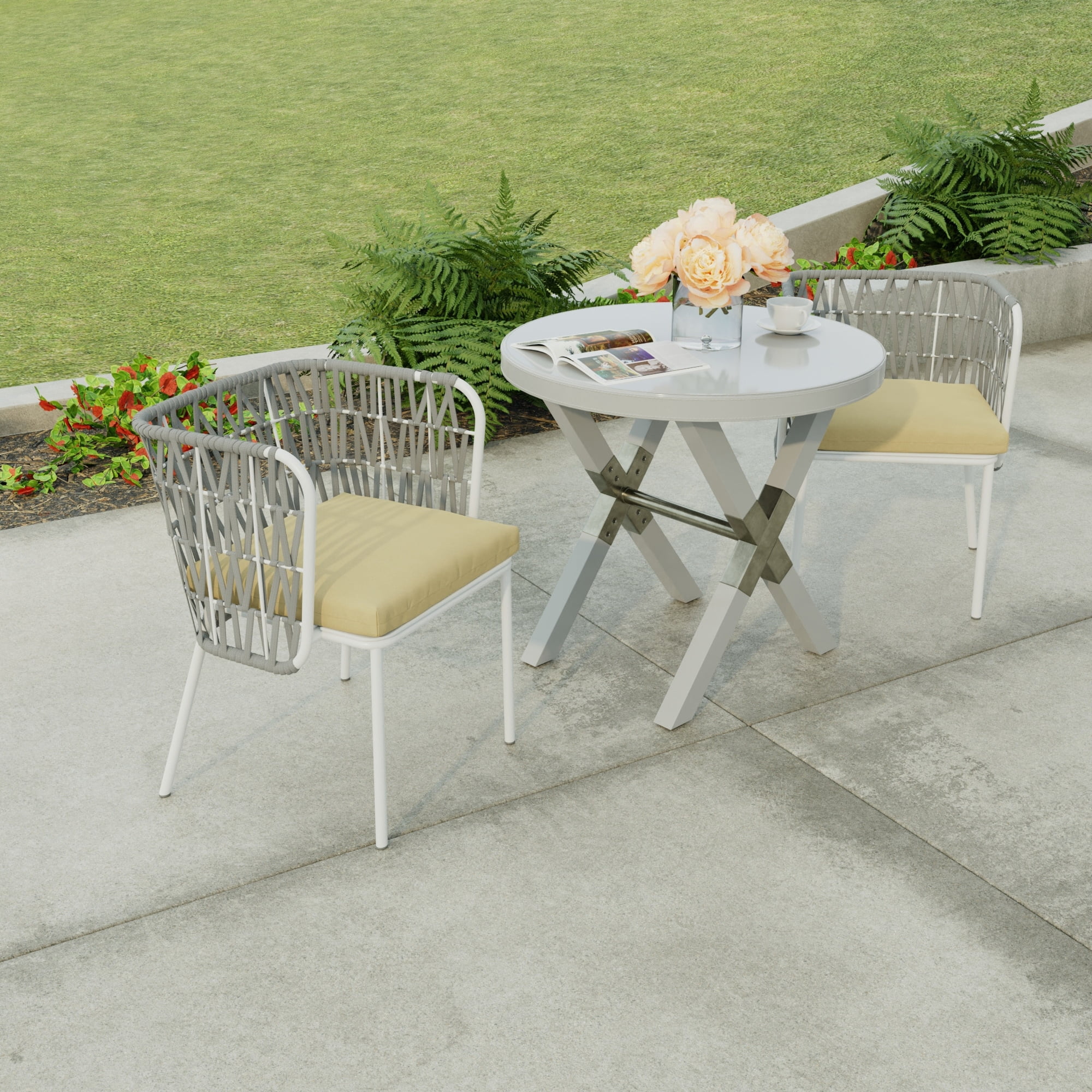 Jordan Manufacturing 19" x 17" Beige Solid Outdoor Seat Cushion with ...