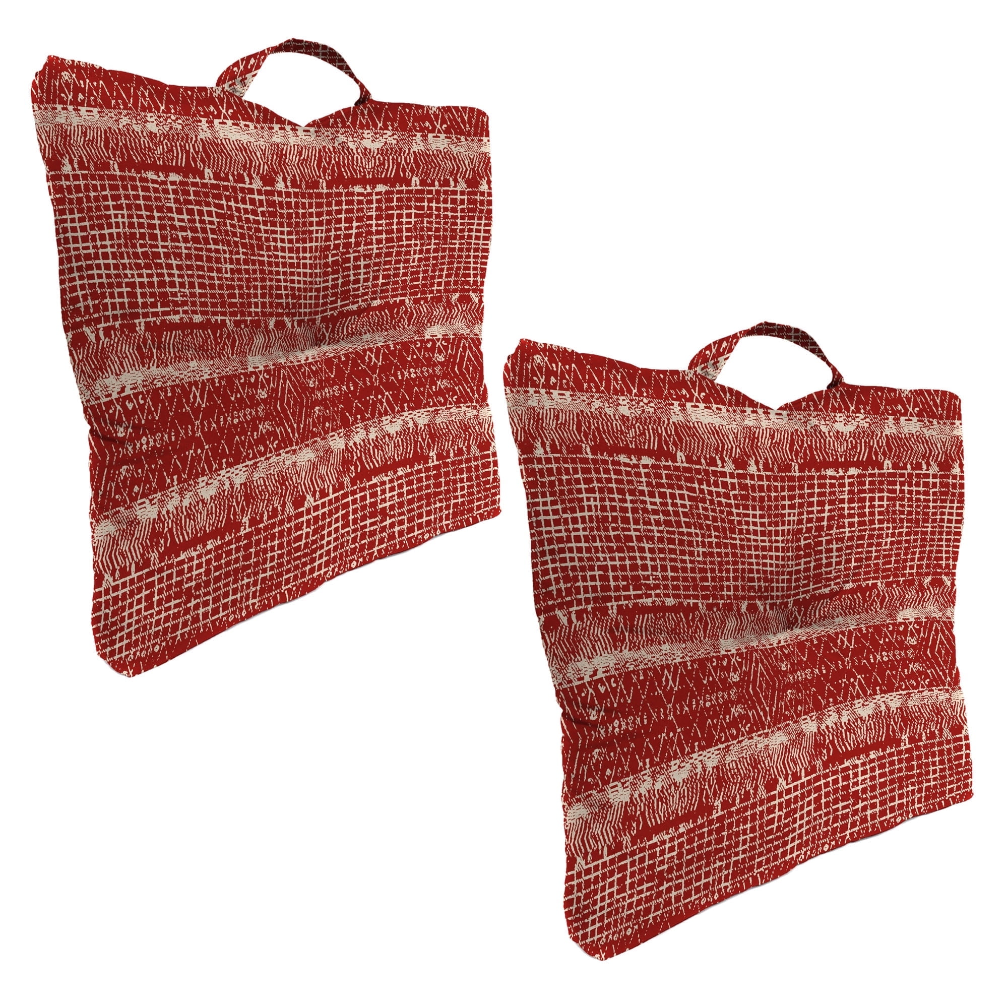 Jordan Manufacturing 20" x 20" Everest Caramel Red Ikat Square Tufted ...