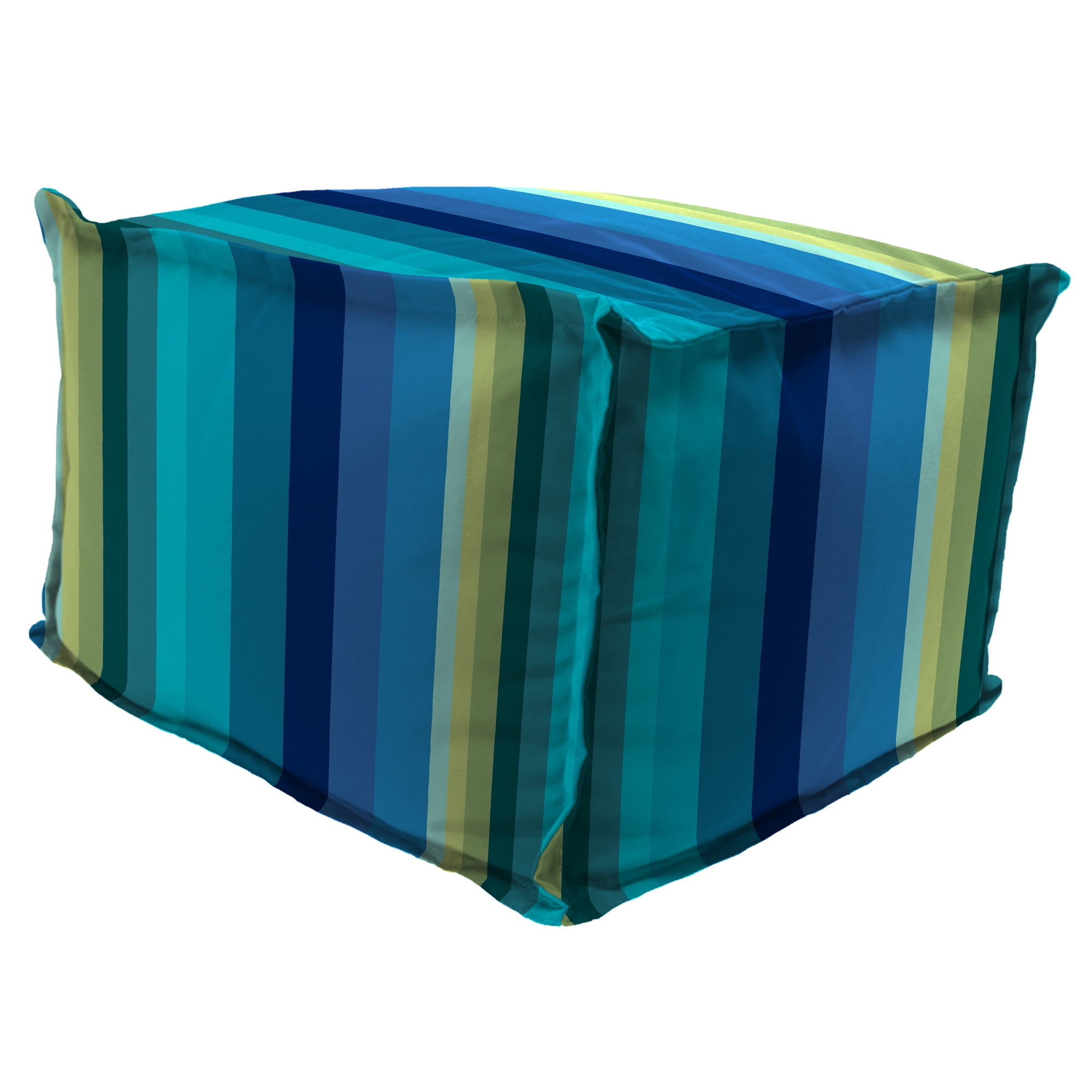 Jordan Manufacturing 20" x 20" Islip Teal Stripe Square Outdoor Pouf ...