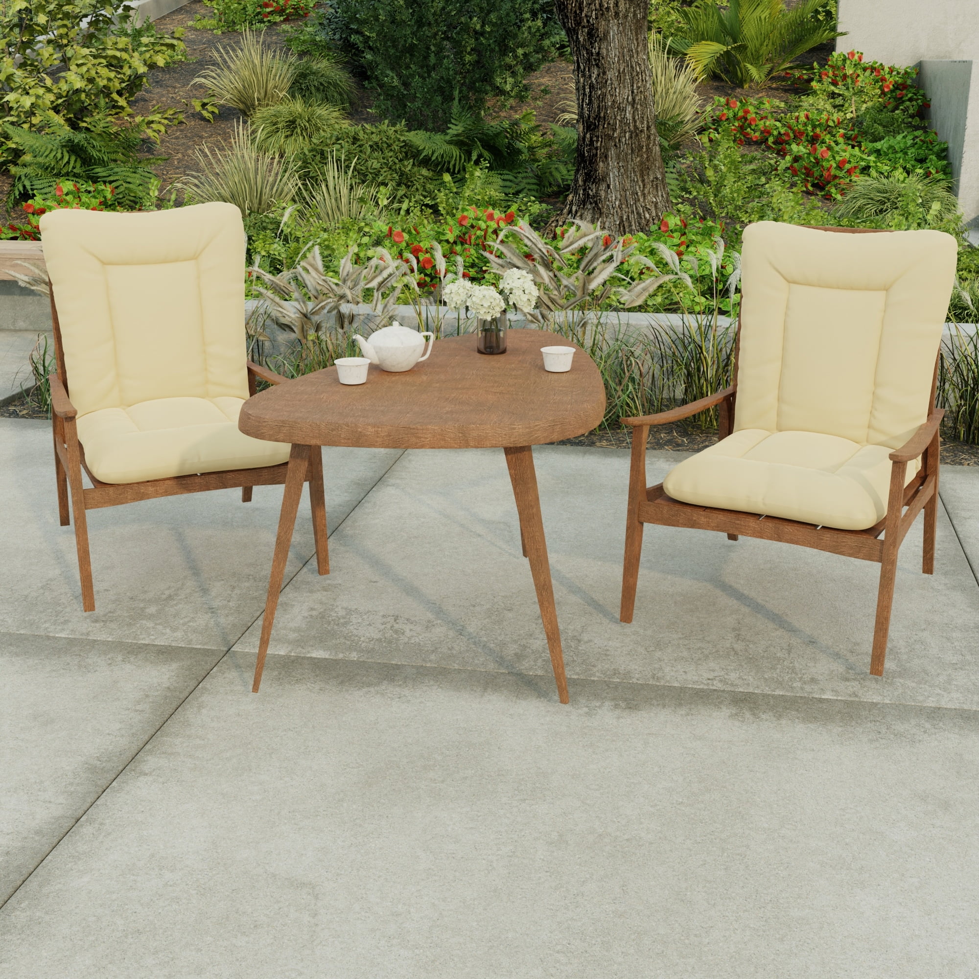 Jordan Manufacturing 21" x 38" Beige Solid Outdoor Chair Cushion with Ties and Loop - Walmart.com