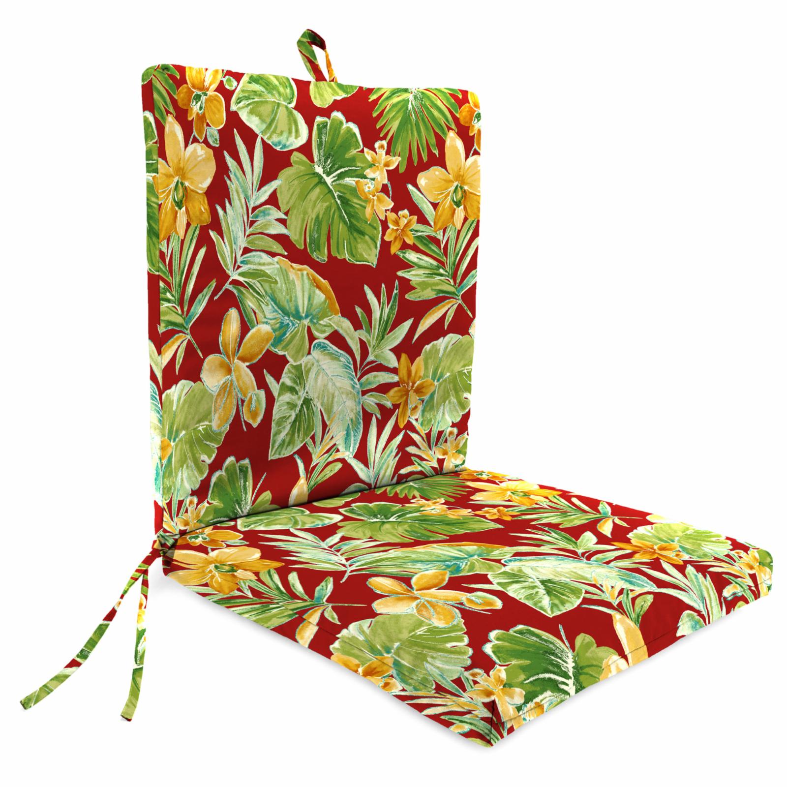 Jordan Manufacturing 21 x 44 in. Rectangular Outdoor Chair Cushion with Ties and Hanger Loop ...
