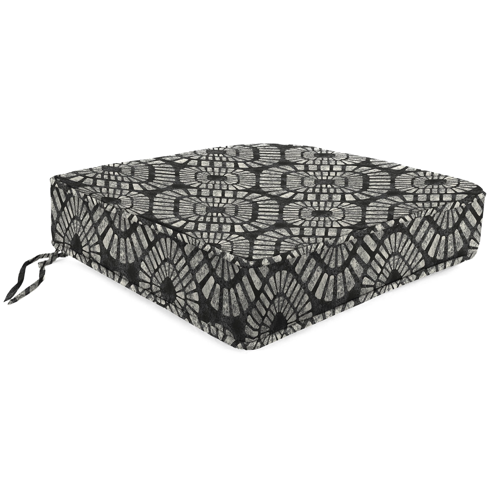 Jordan Manufacturing 22.5" x 22.5" Maloa Asphalt Black Ikat Square ...