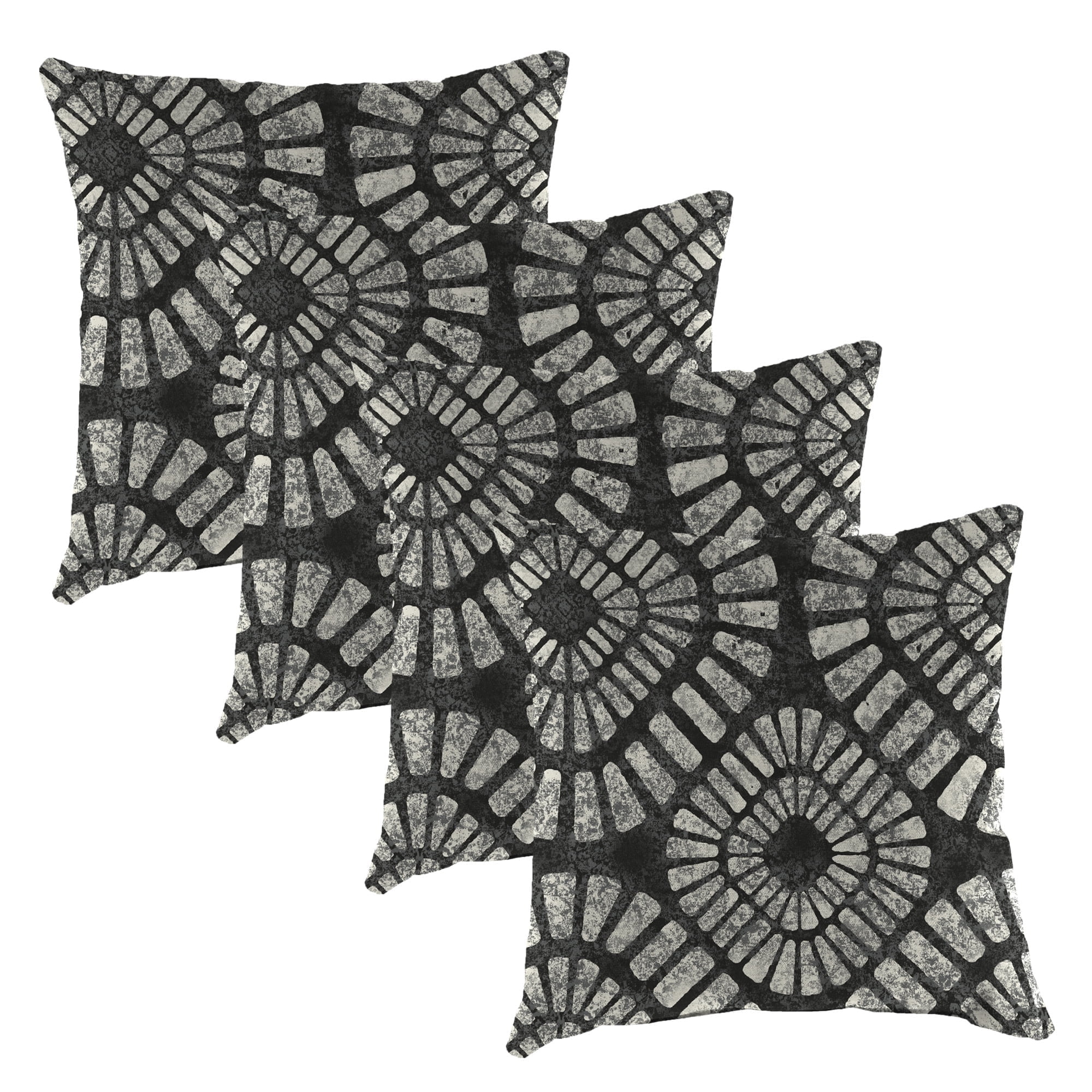 Jordan Manufacturing 22" x 22" Maloa Asphalt Black Ikat Square Outdoor ...
