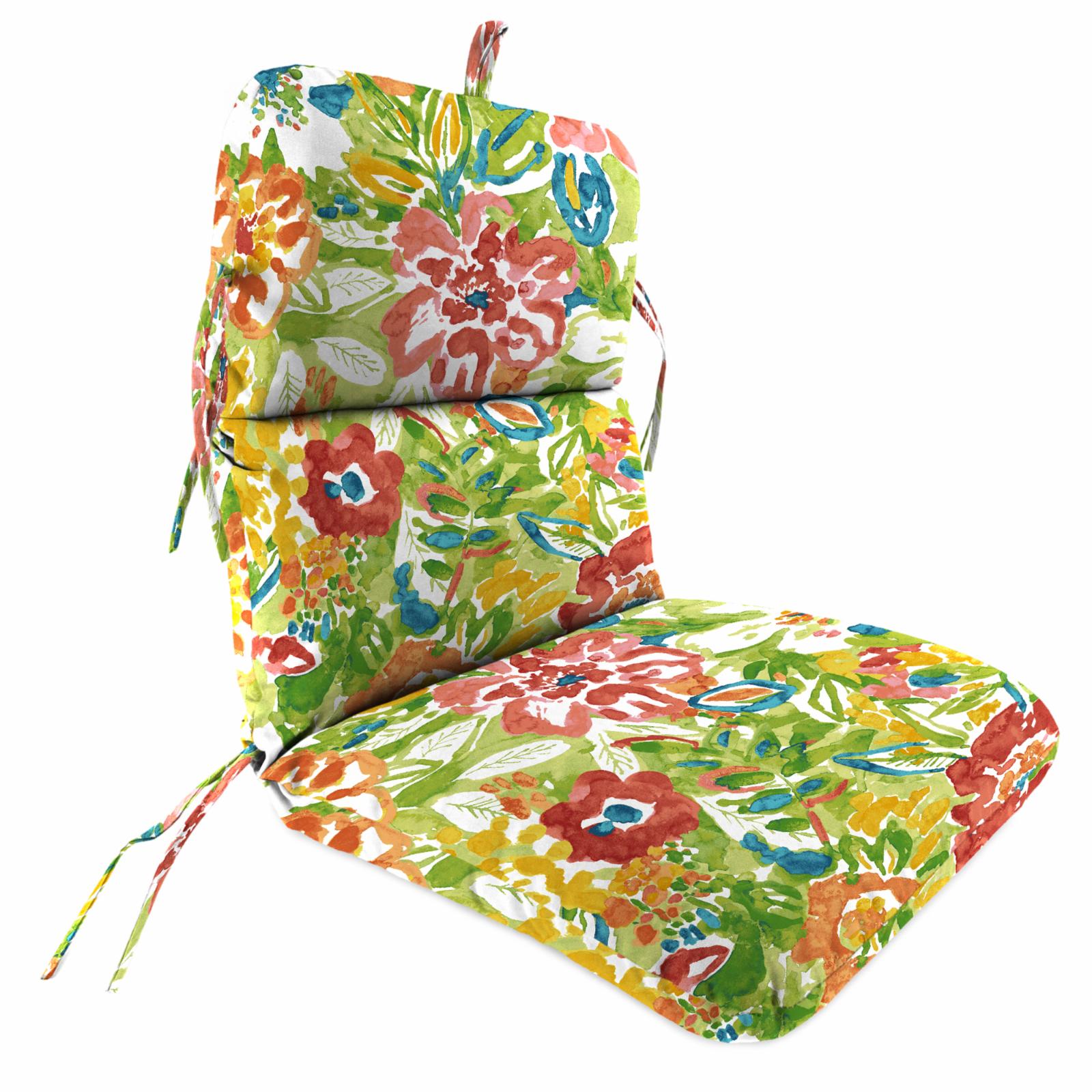 Jordan Manufacturing 22 x 45 in. Rectangular Outdoor Chair Cushion with Ties and Hanger Loop ...