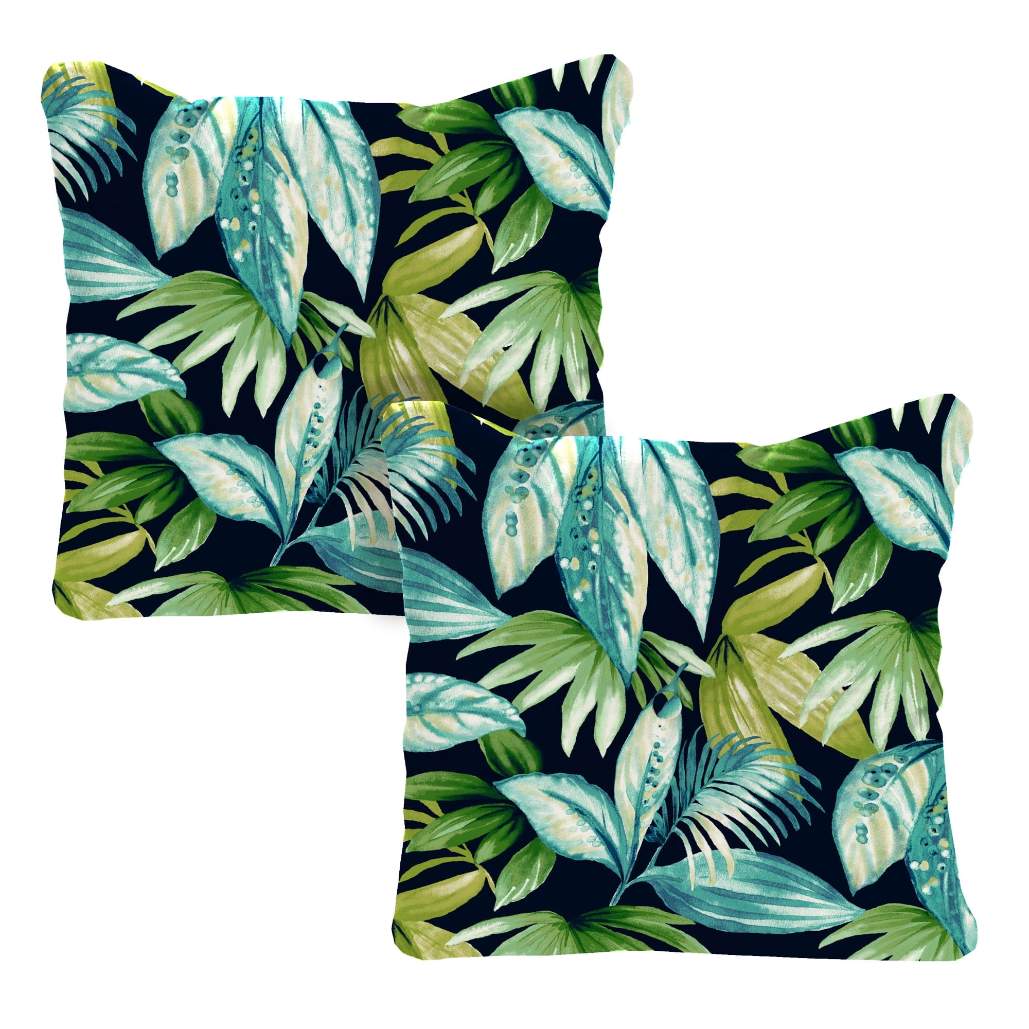 Jordan Manufacturing 24" x 24" Seneca Navy Leaves Square Tufted Outdoor ...