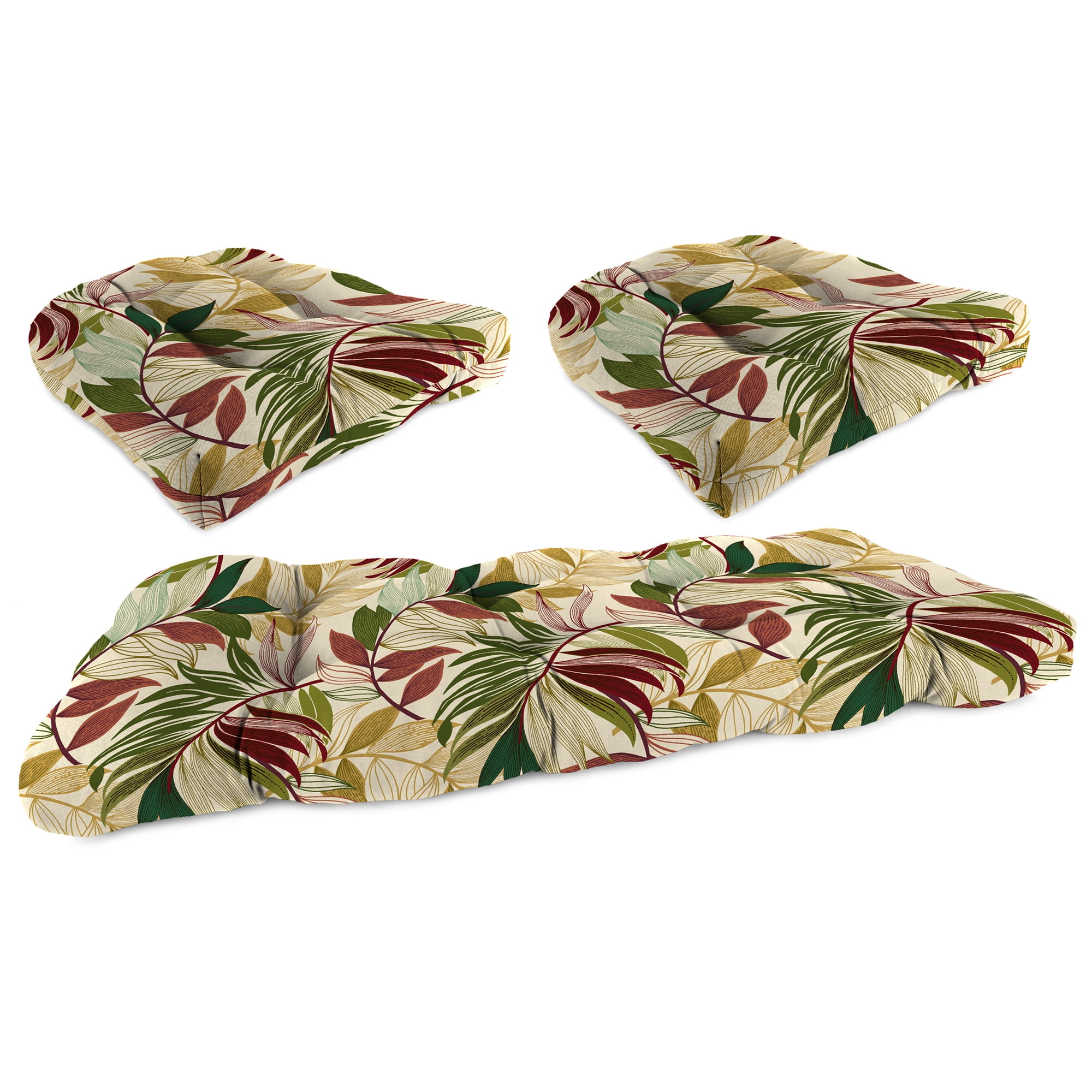 Jordan Manufacturing 3-Piece Oasis Gem Beige Leaves Tufted Outdoor ...