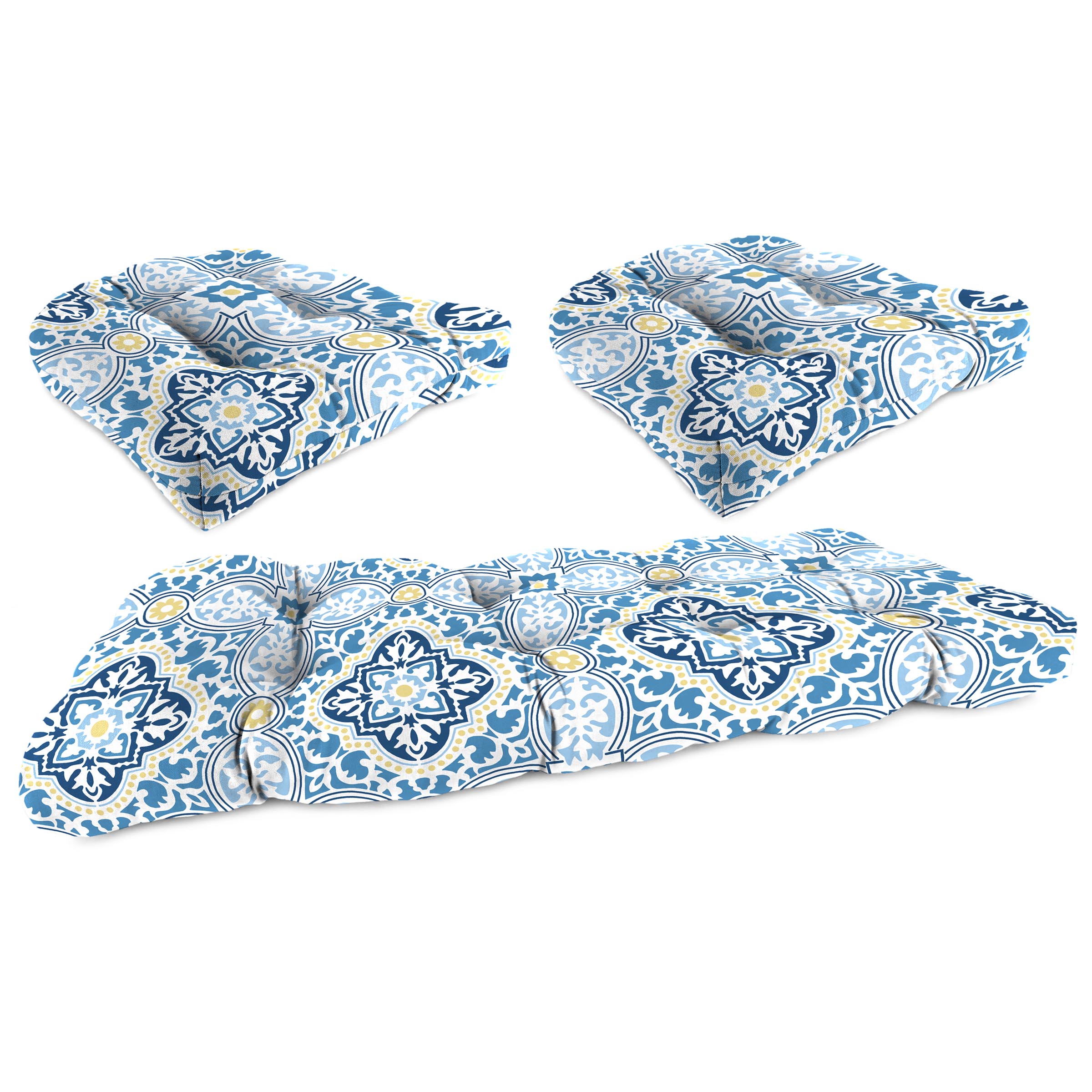 Jordan Manufacturing 3-Piece Rave Sky Blue Quatrefoil Tufted Outdoor ...