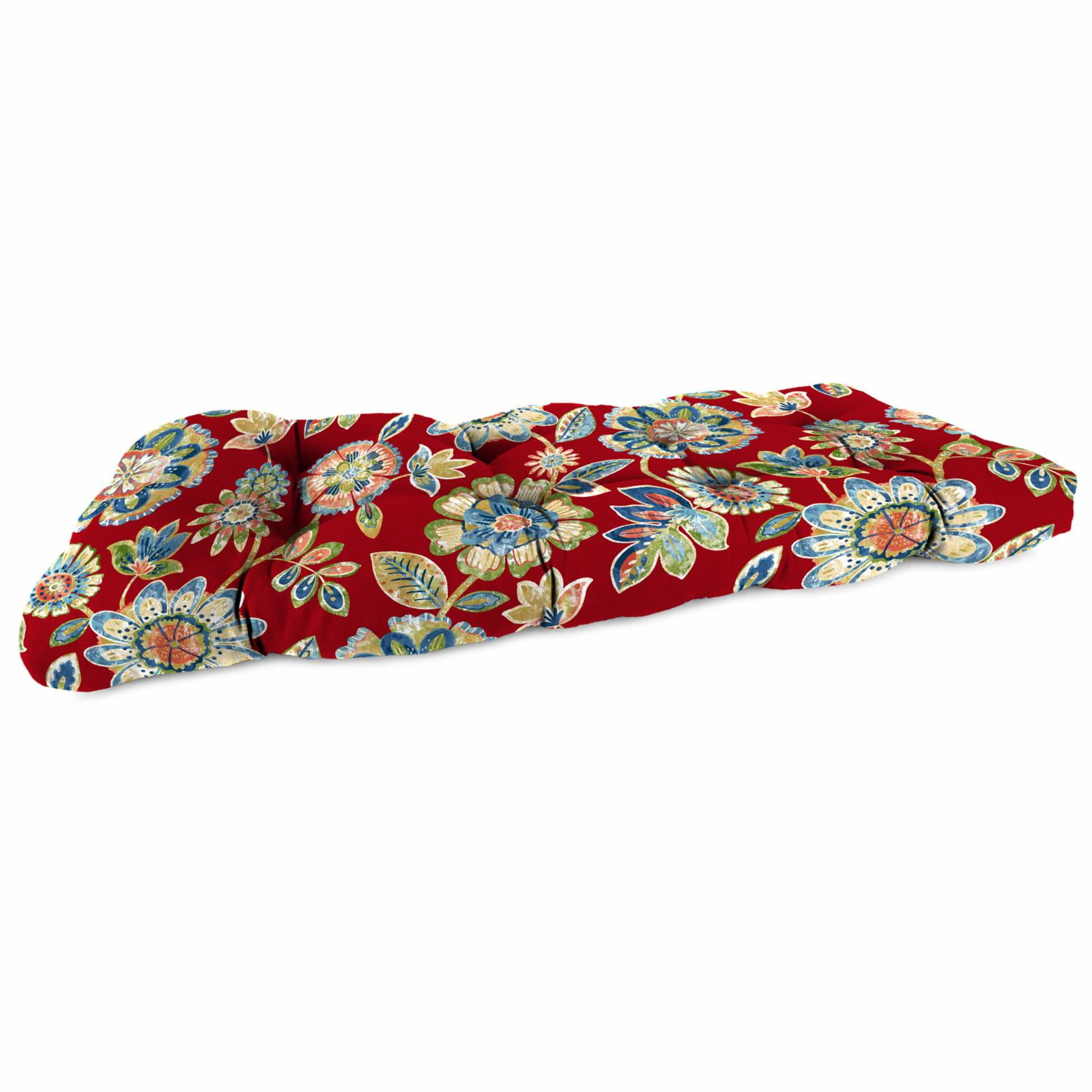 Jordan Manufacturing 44" x 18" Red Floral Tufted Contoured Outdoor ...