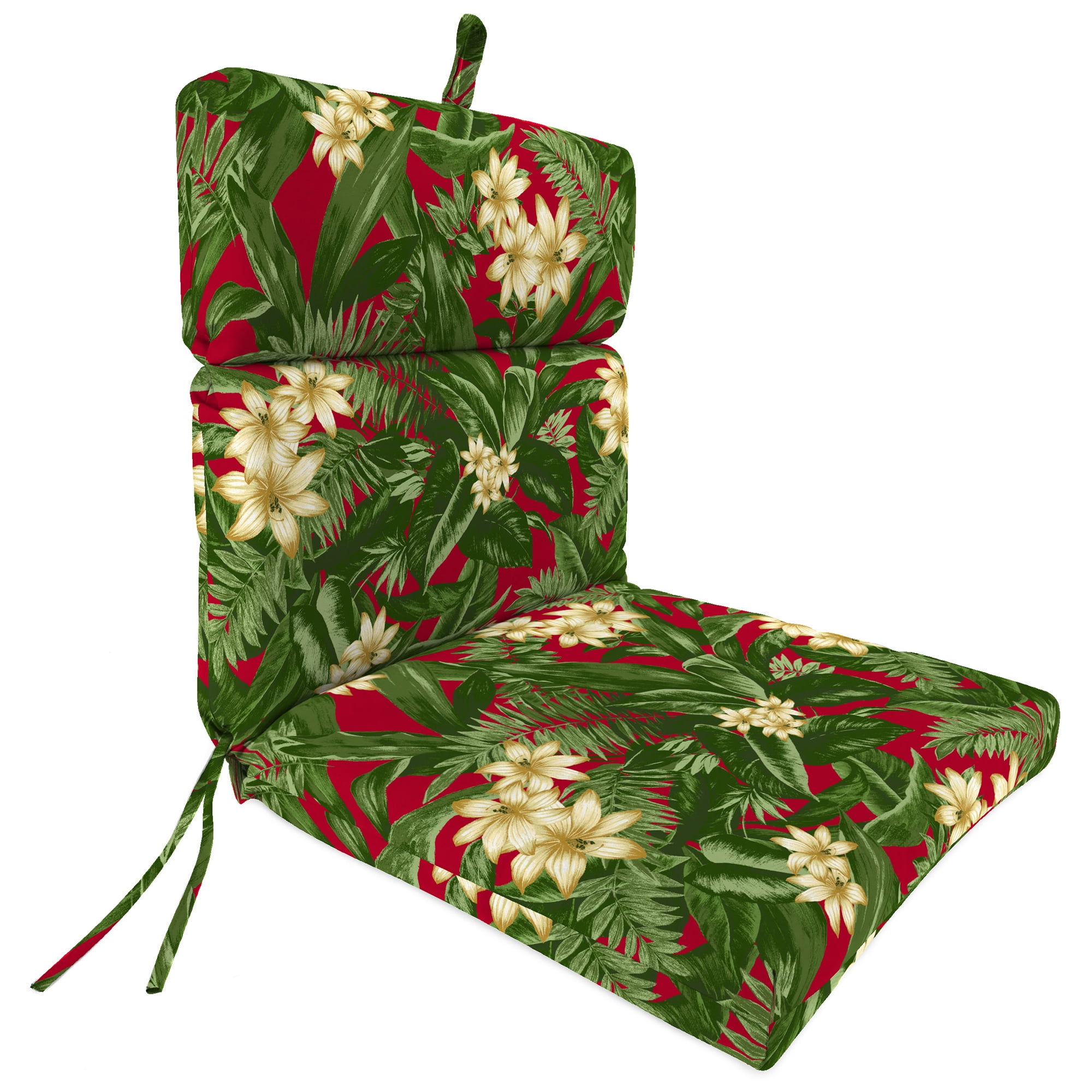 Jordan Manufacturing 44" x 22" Acadia Bordeaux Red Tropical Rectangular Outdoor Chair Cushion ...