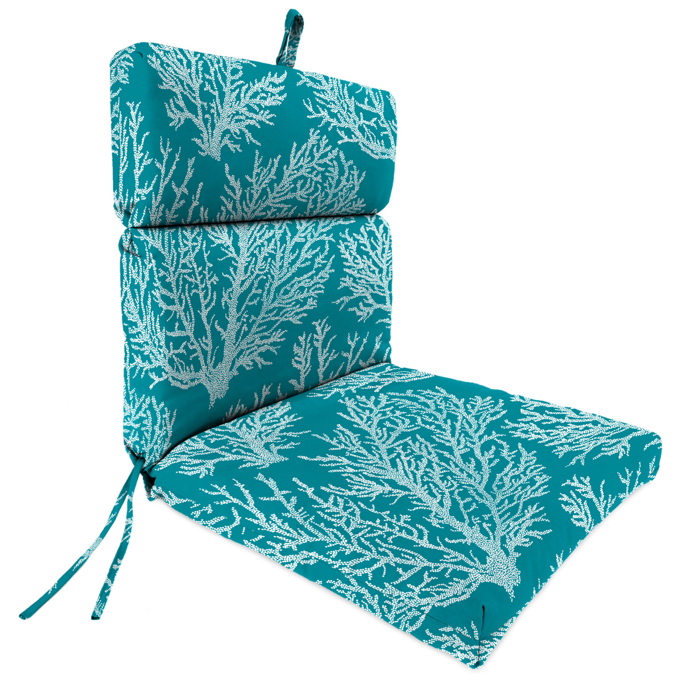 Jordan Manufacturing 44" x 22" Seacoral Turquoise Nautical Rectangular Outdoor Chair Cushion ...
