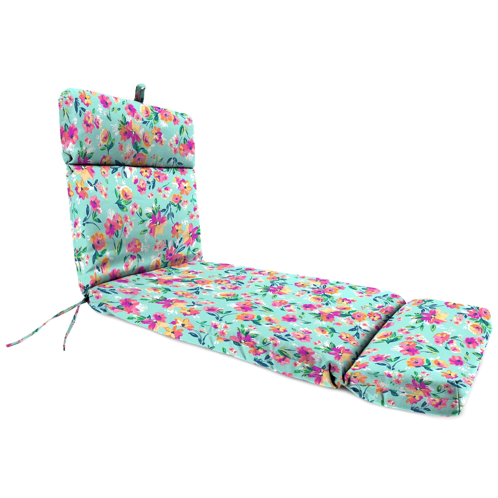 Jordan Manufacturing 72" x 21" Camryn Vibrant Aqua Floral Rectangular Outdoor Chaise Lounge ...