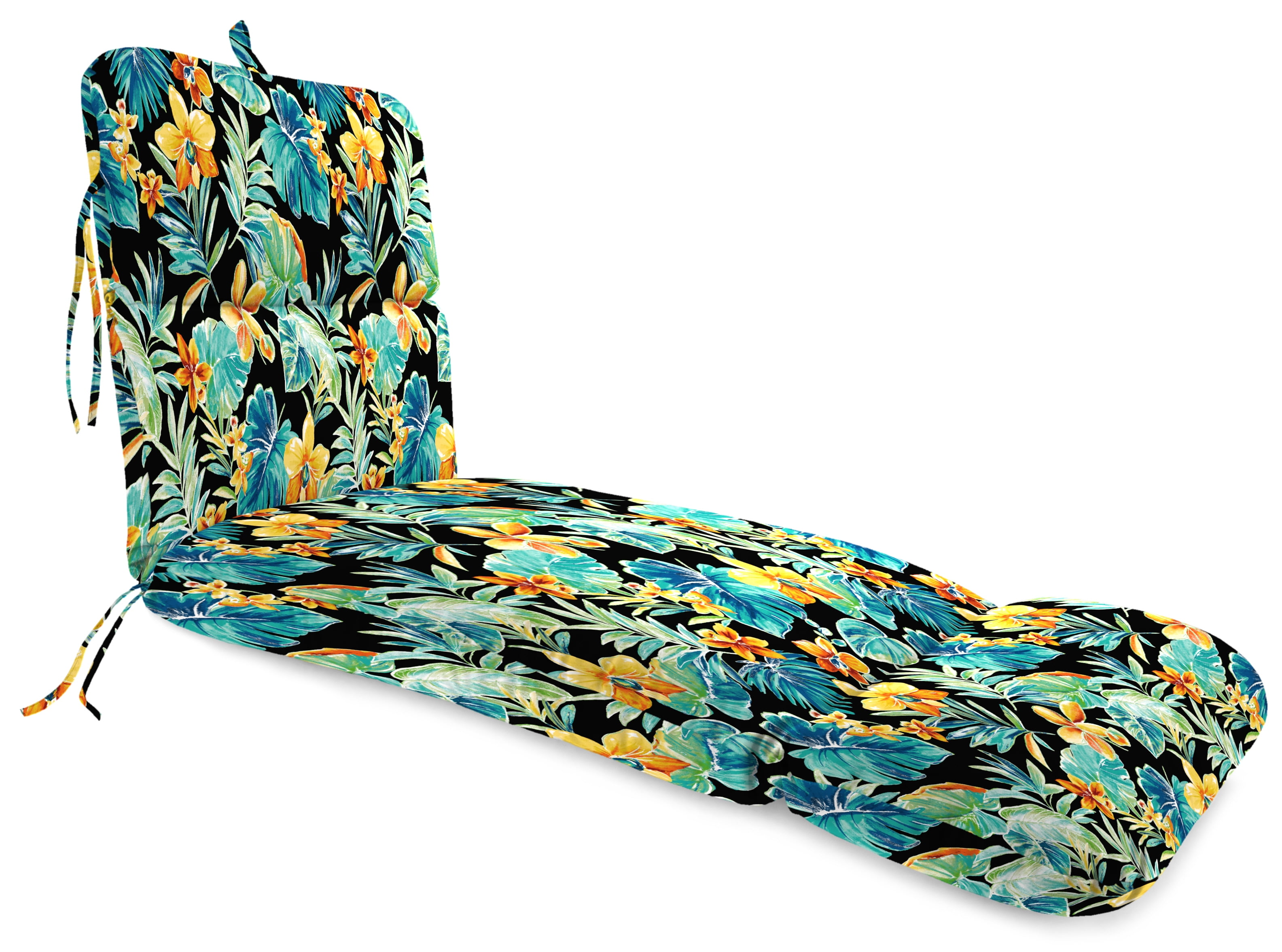 Jordan Manufacturing 74" x 22" Beachcrest Caviar Black Floral Rectangular Outdoor Chaise Lounge ...