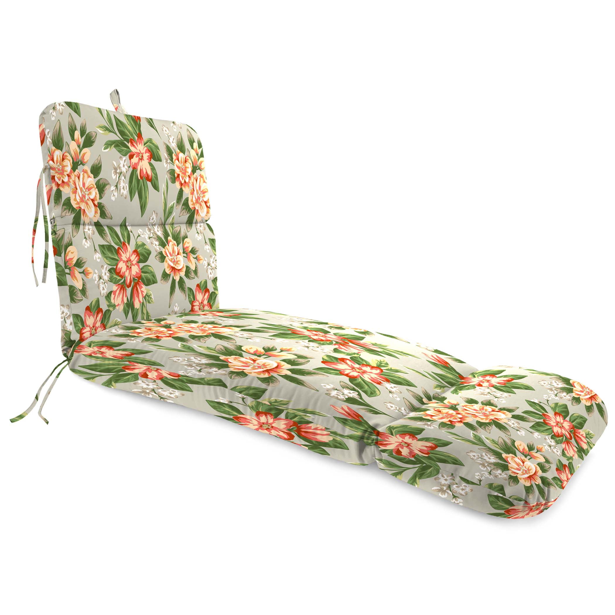 Jordan Manufacturing 74" x 22" Tori Cedar Grey Floral Rectangular Outdoor Chaise Lounge Cushion ...