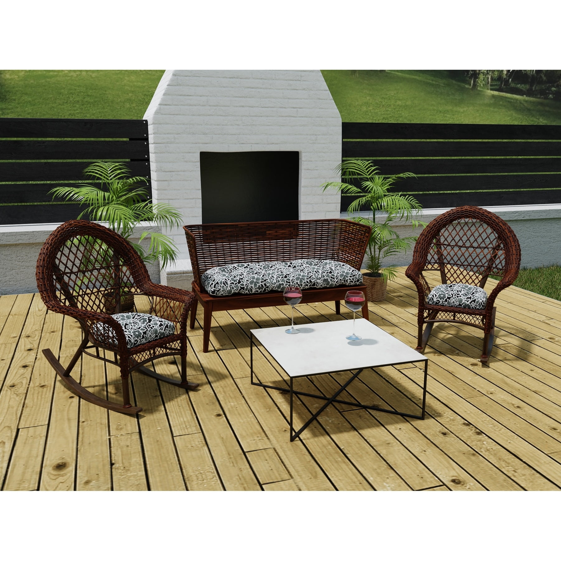 Jordan Manufacturing 9900PK1-5898D 1 Settee & 2 Seats Cushions Wicker ...