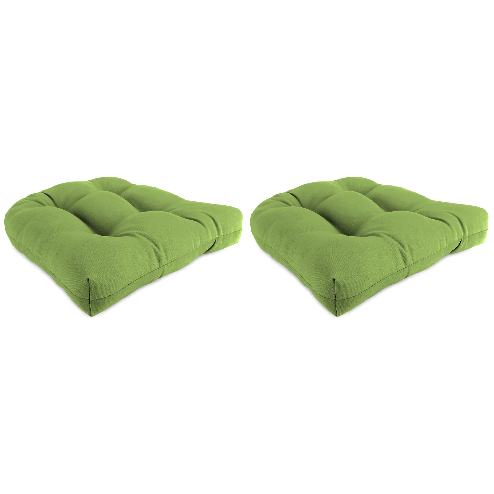 Jordan Manufacturing Sunbrella 18 x 18 Canvas Gingko Green Solid Square Tufted Contoured Outdoor Wicker Seat Cushion 2 Pack