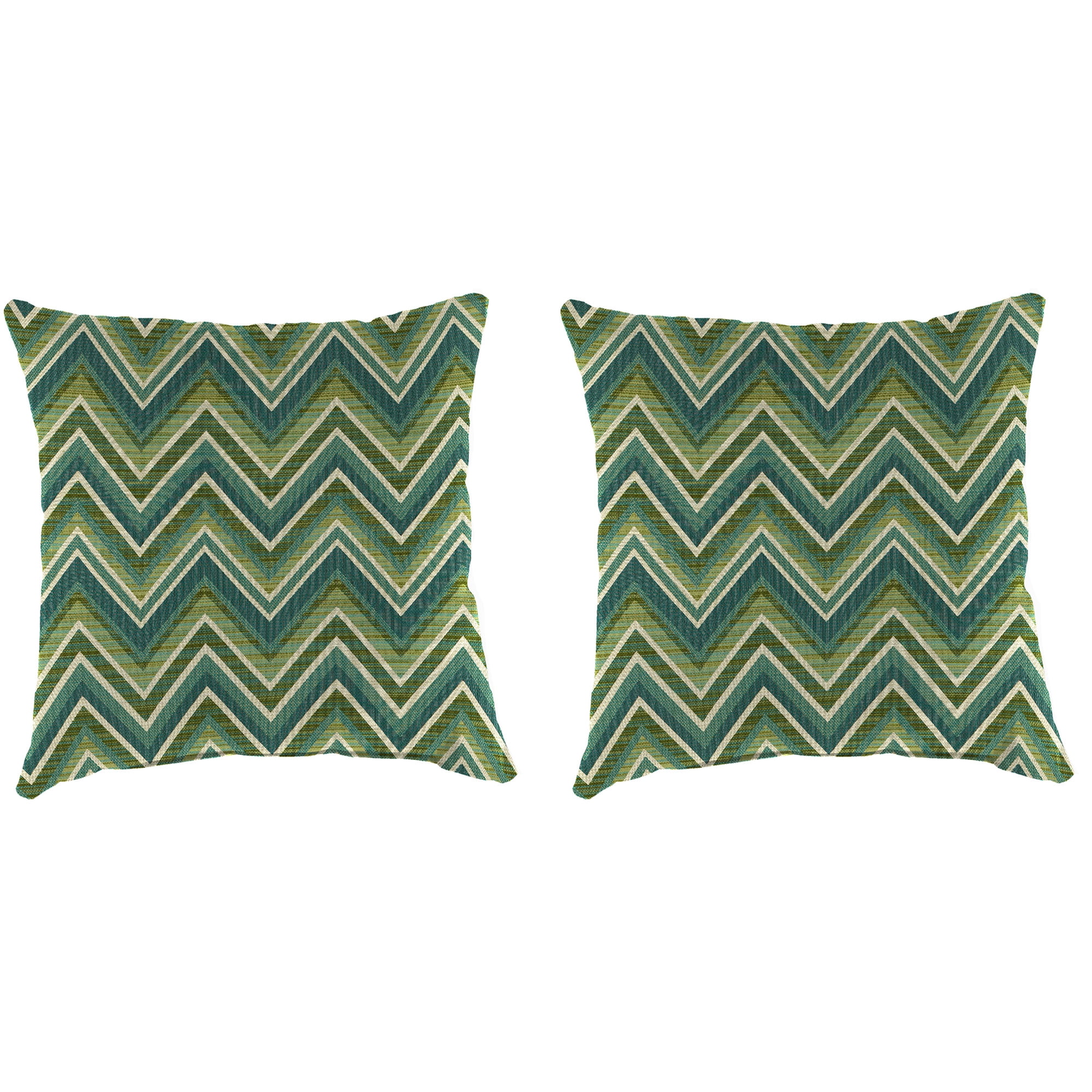 Jordan Manufacturing Sunbrella 18" x 18" Fischer Lagoon Green Chevron ...