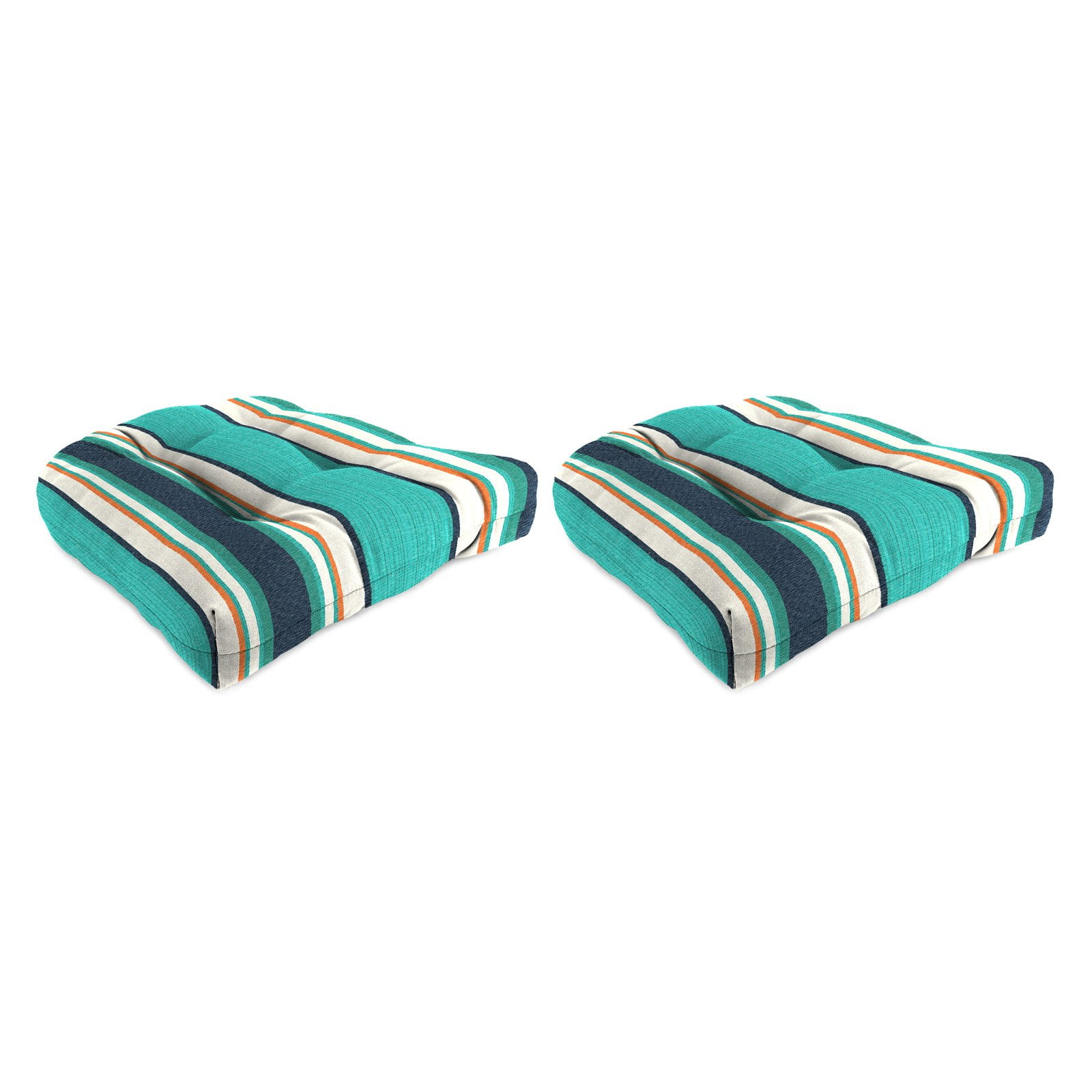Jordan Manufacturing Sunbrella 18" x 18" Token Surfside Teal Stripe ...