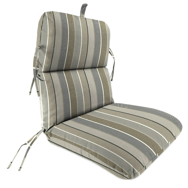 Jordan Manufacturing Sunbrella 45 x 22 Milano Char Gray Stripe Rectangular Outdoor Chair Cushion with Ties and Hanger Loop
