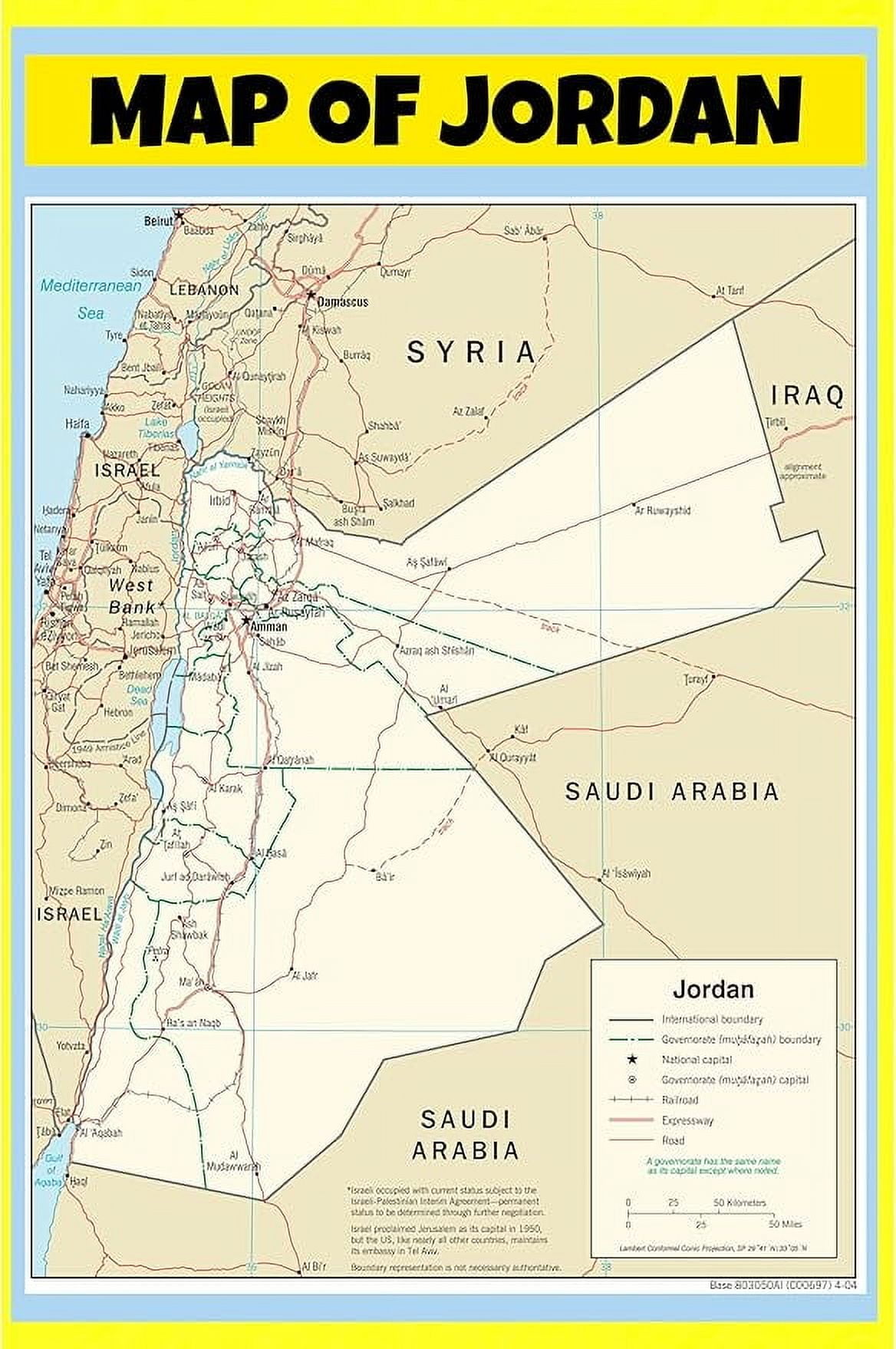 Jordan Map Poster - Laminated Wall Map - 20x30 - Ideal for Classrooms ...