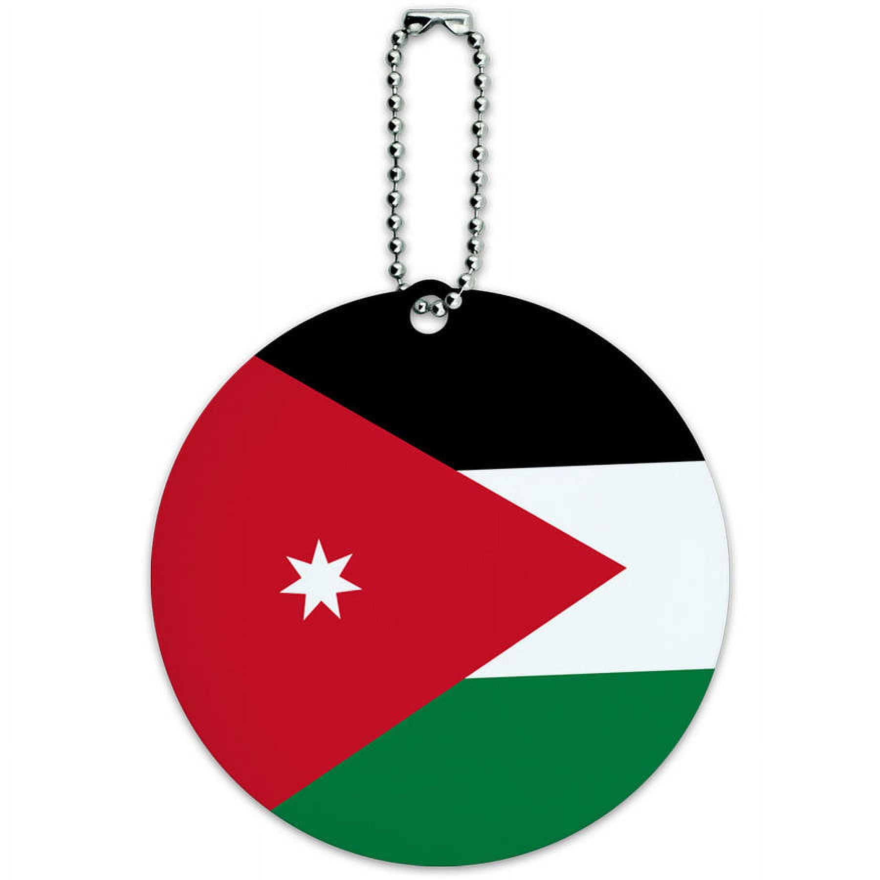 Jordan National Country Flag Round Luggage ID Tag Card for Suitcase or ...
