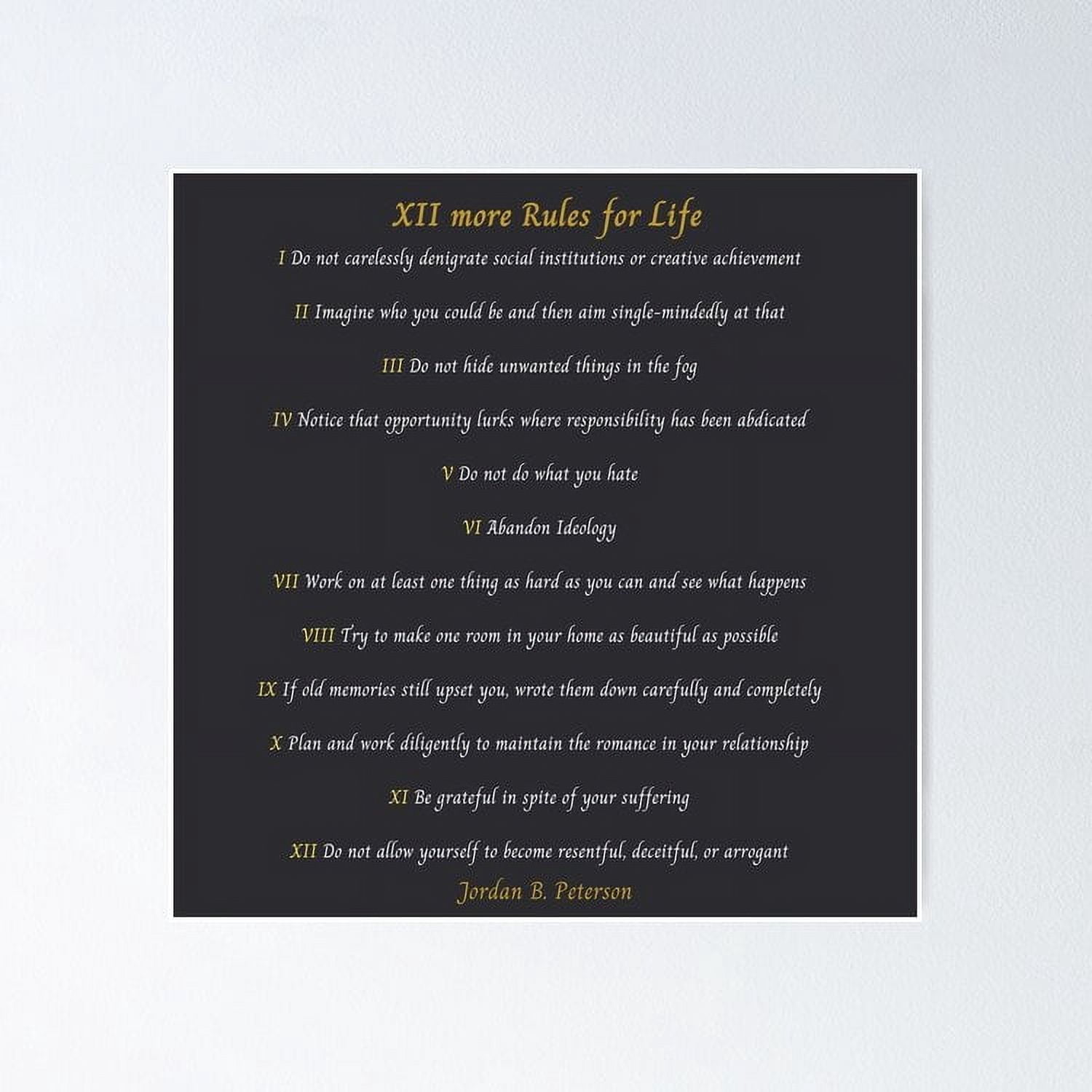 Jordan Peterson 12 More Rules for Life UNFRAMED Poster, 8x12 - Walmart.com