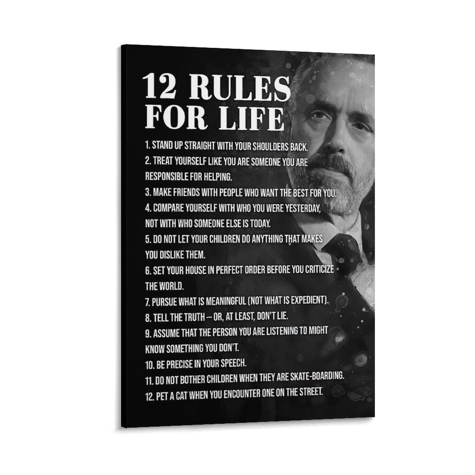 Jordan Peterson 12 Rules Educational Life Poster Canvas Wall Art Print ...