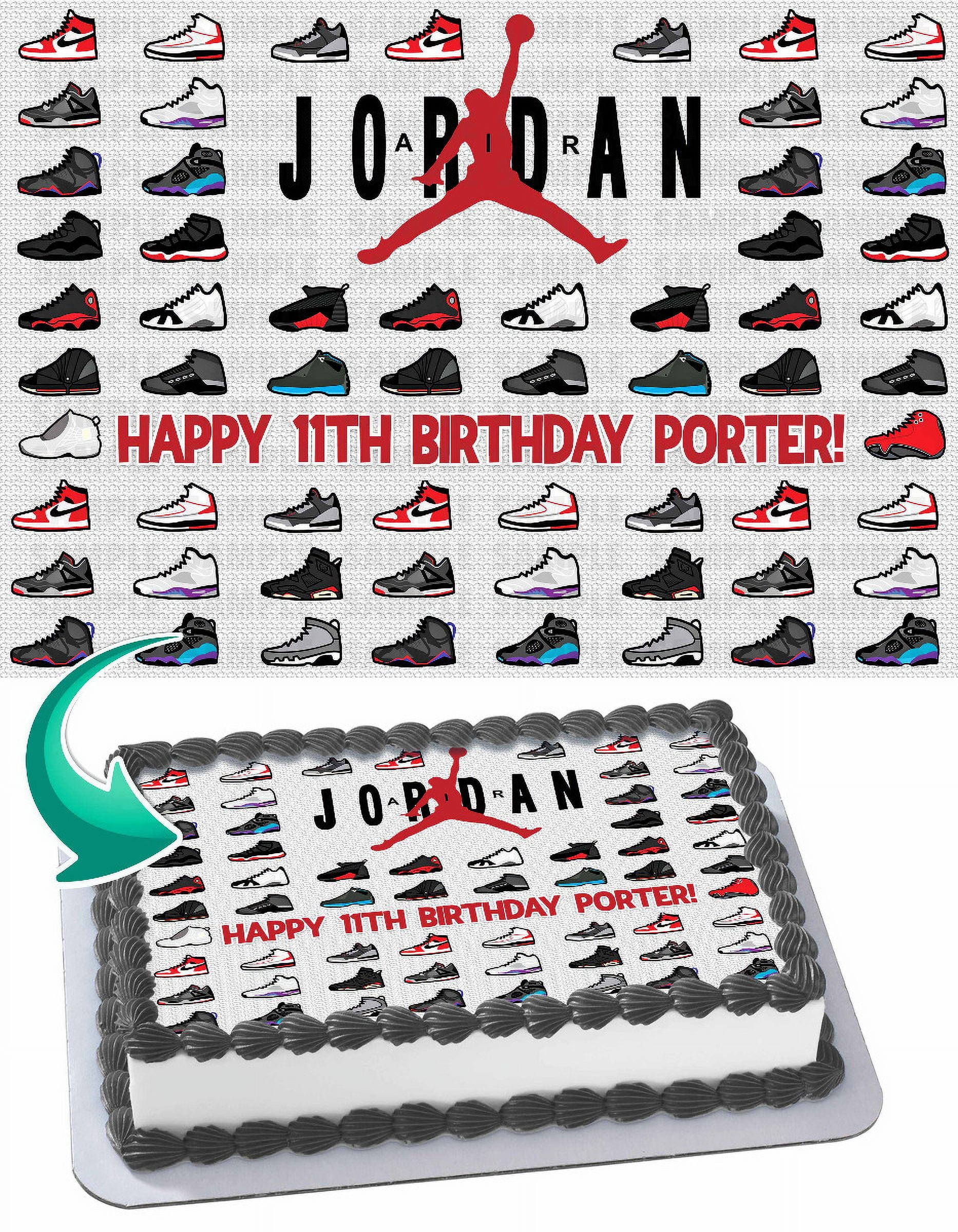 Jordan Retro Shoes Edible Cake Image Topper Personalized Birthday Party ...