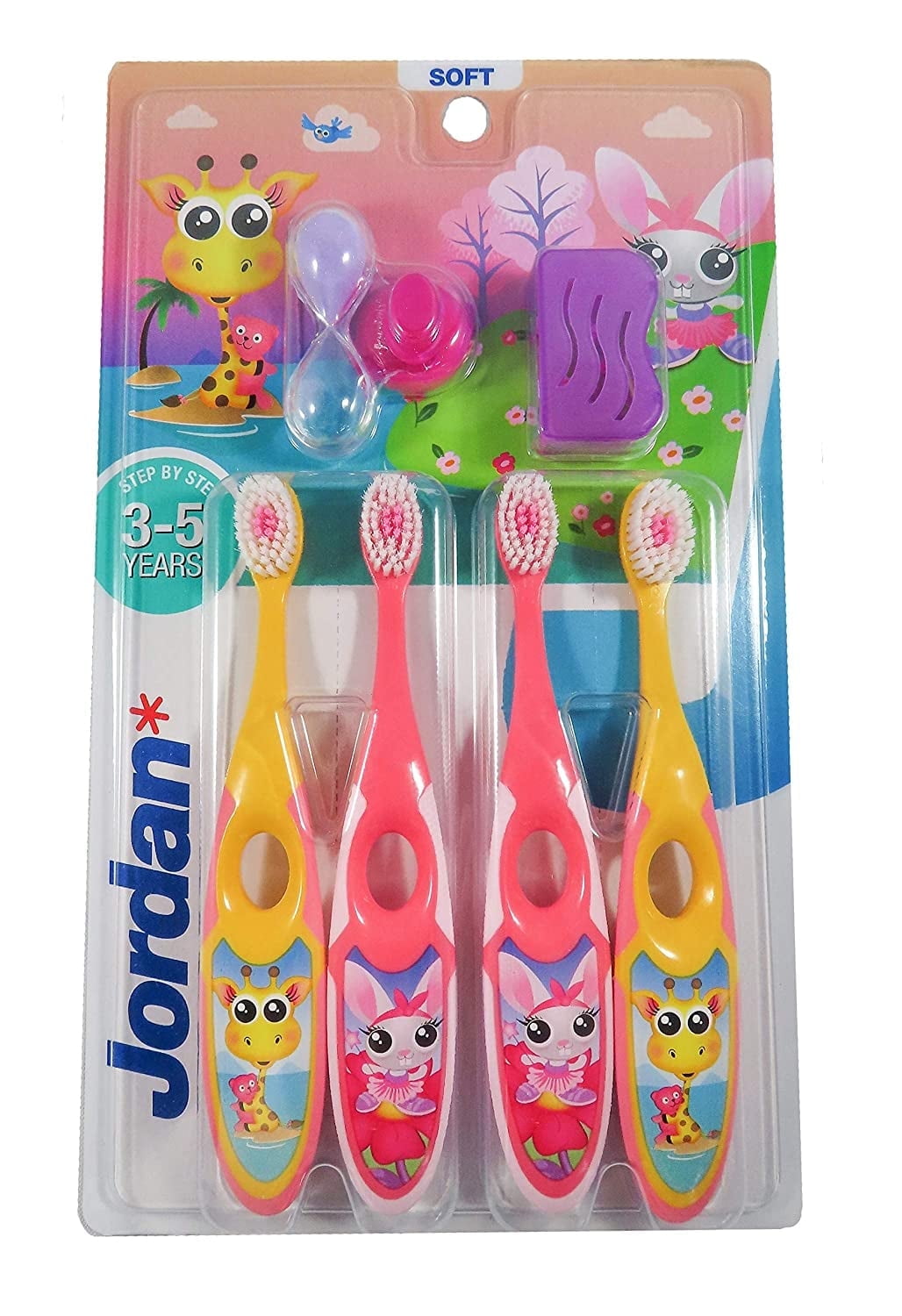 Jordan* Step 2 Kids Toothbrush, 3-5 Years, Soft Bristles, BPA Free (4 ...