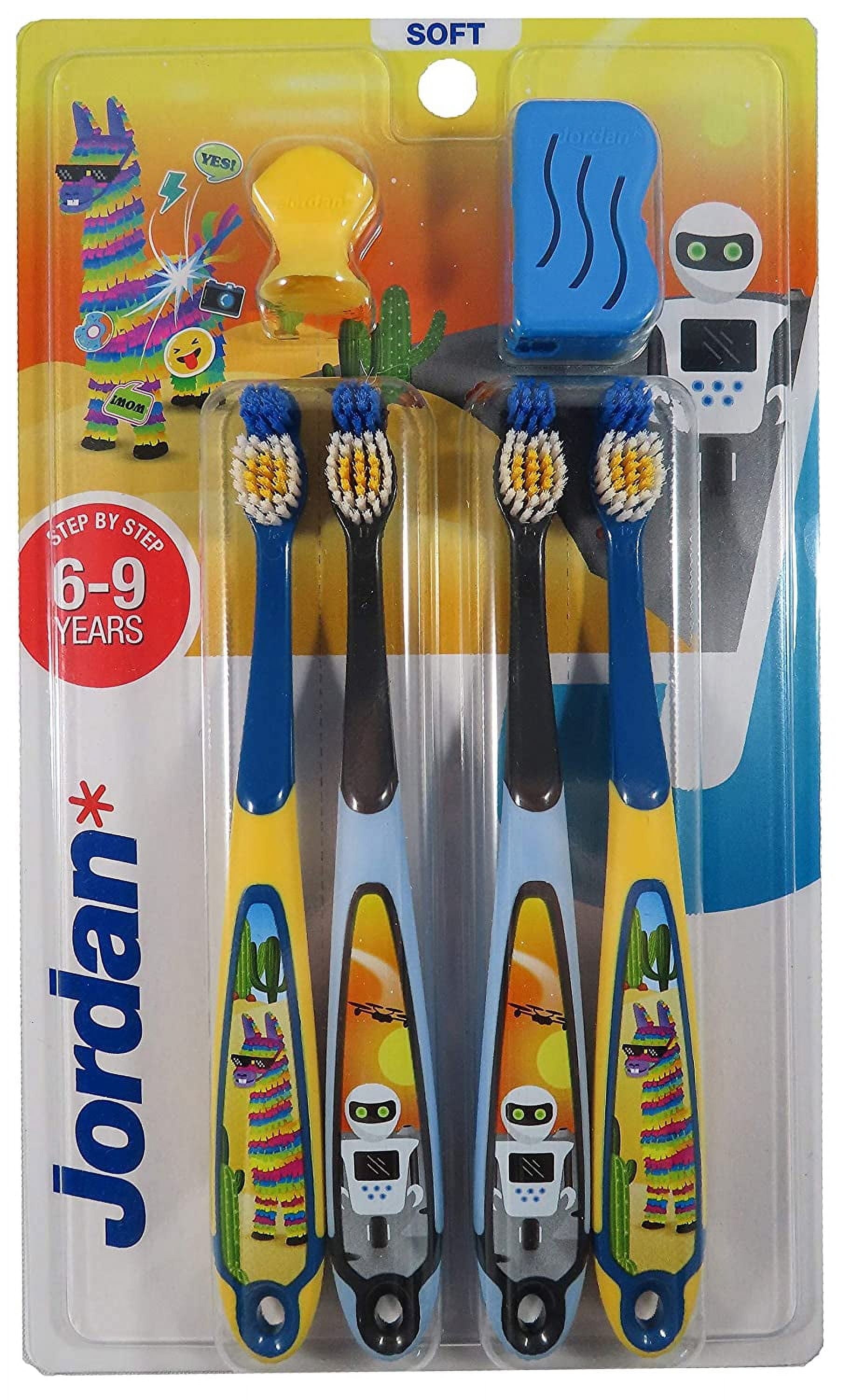 Jordan* Step 3 Kids Toothbrush, 6-9 Years, Soft Bristles, BPA Free - 4 ...
