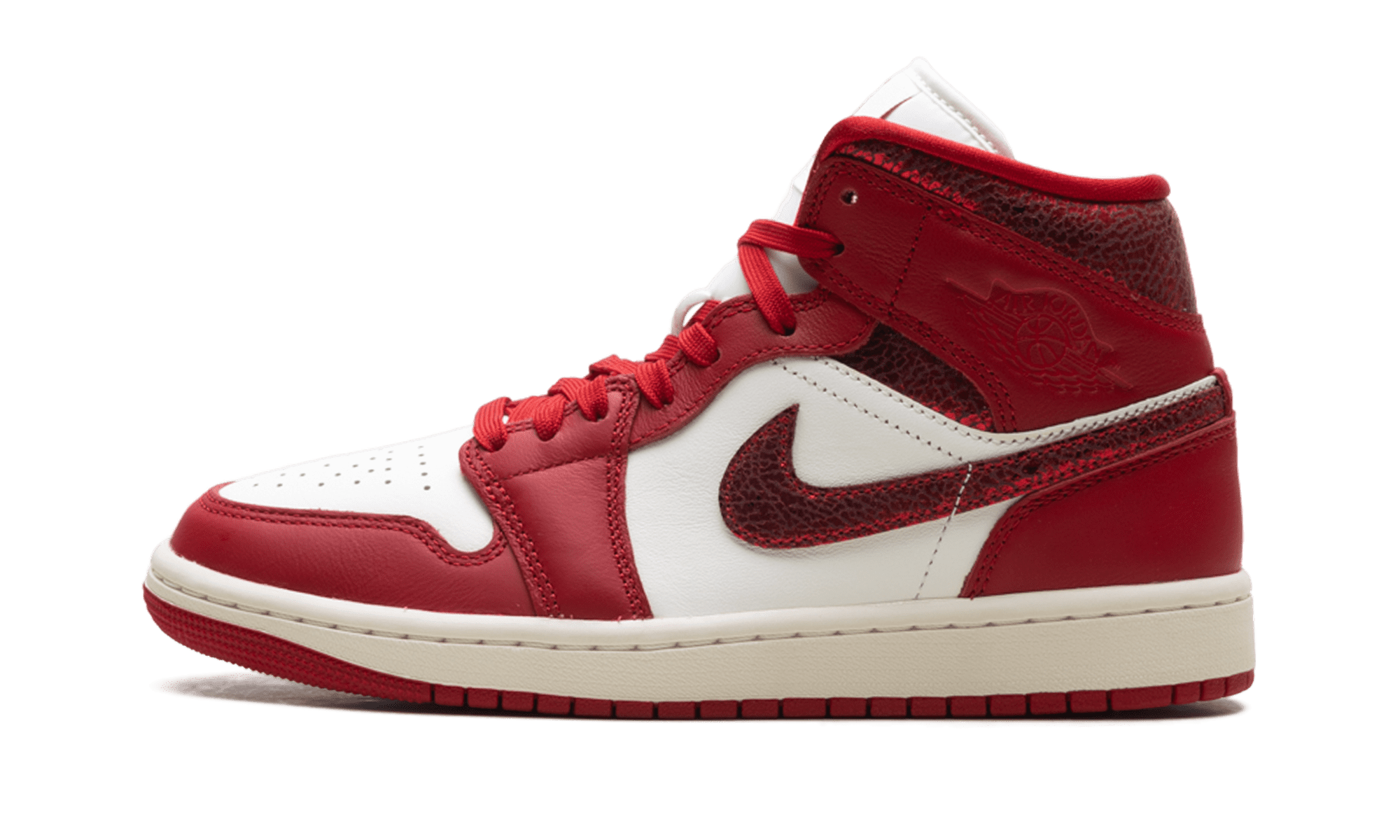 Jordan WOMENS Air Jordan 1 Mid Womens "Red Cracked Leather" HJ9337 106 ...