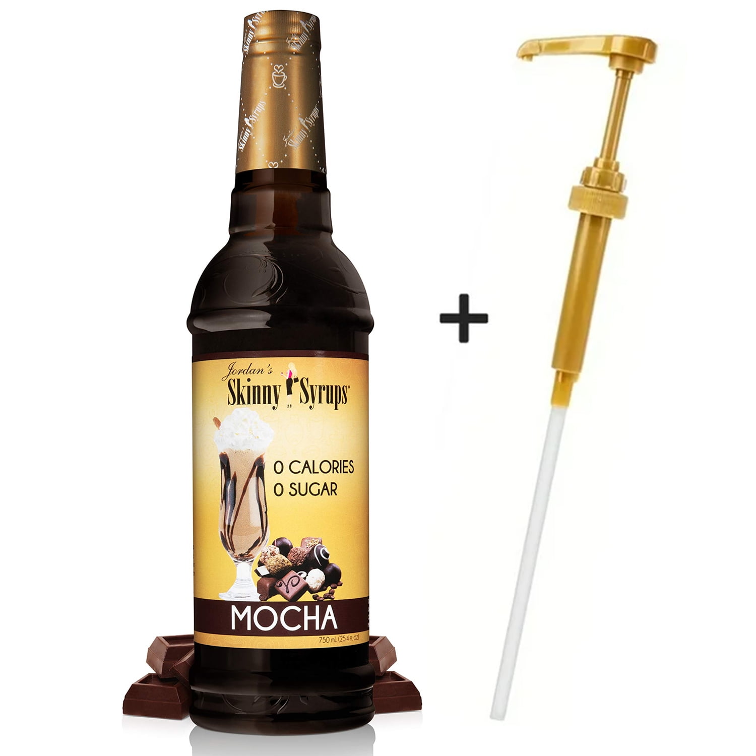 Jordan's Skinny Syrup - Mocha Sugar Free, 25.4 Fl.Oz (750 ml) + Gold ...