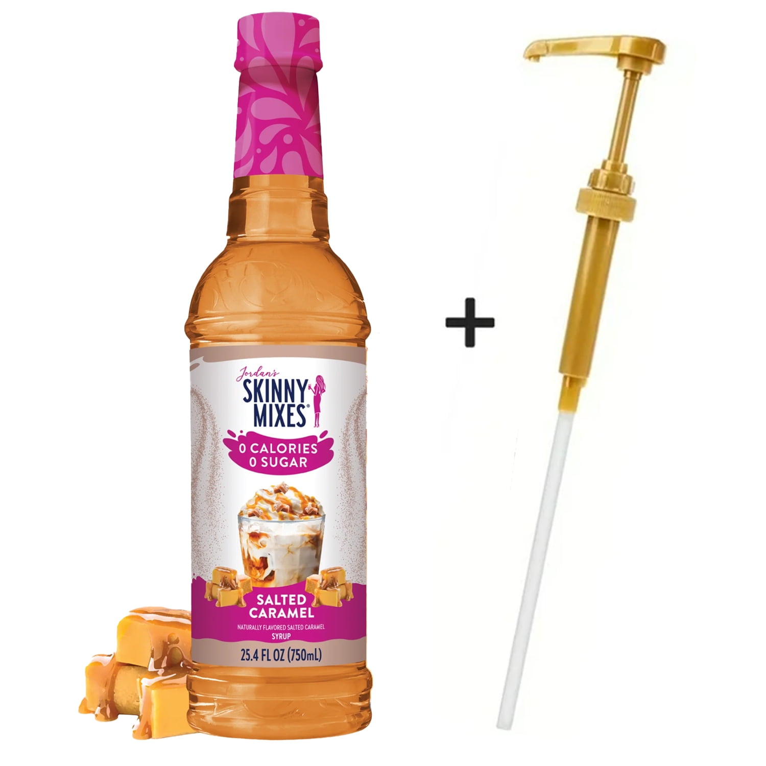 Jordan's Skinny Syrup, Salted Caramel Flavoring, 25.4 Fl.Oz with Gold ...
